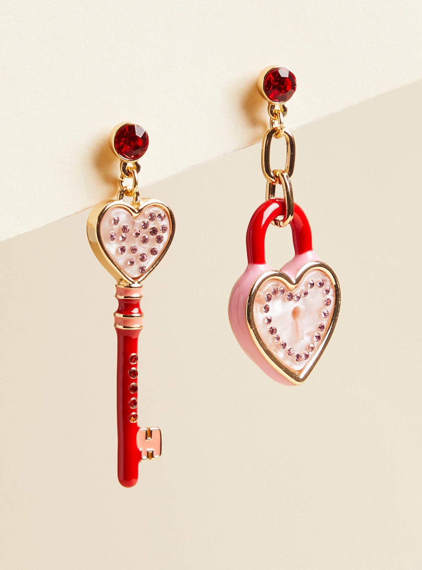 Plus Size - Heart Lock Mismatch Earring - Torrid