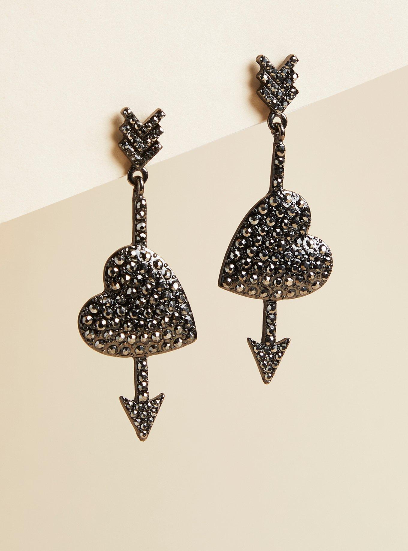 Plus Size - Pave Heart Drop Earring - Torrid