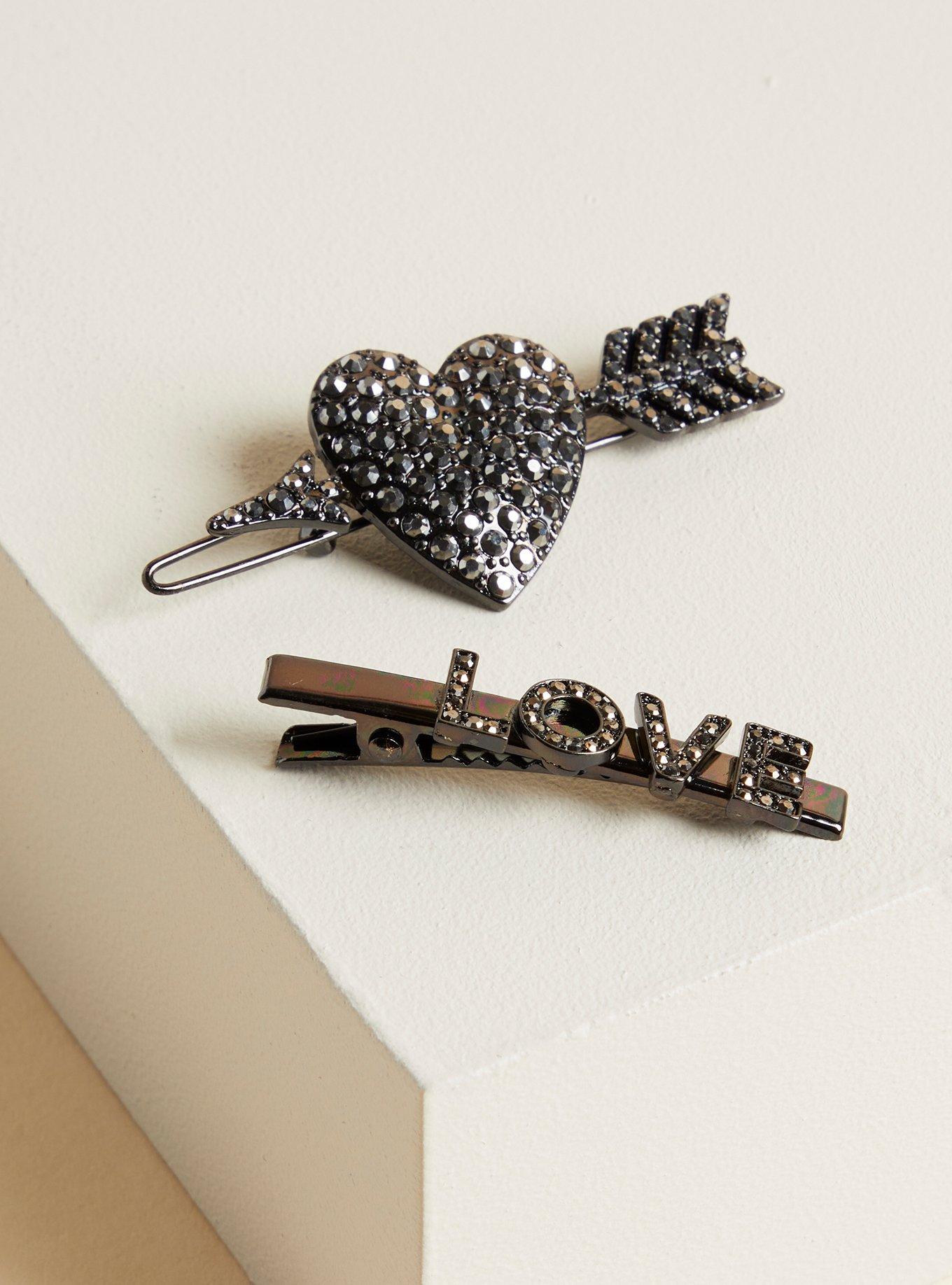 Plus Size - Pave Heart and Love Clips - Torrid