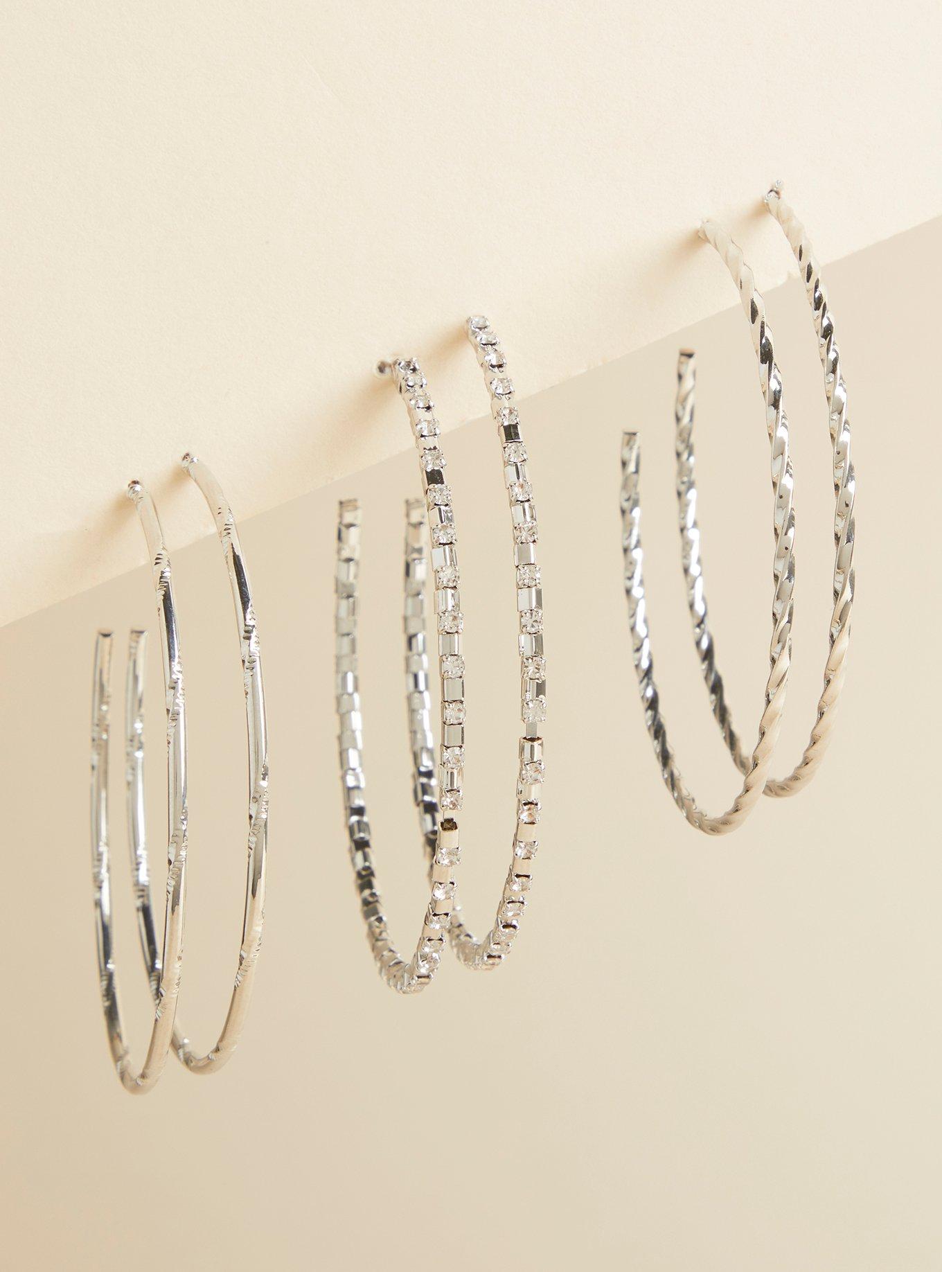 Plus Size - Textured Large Hoop Set - Torrid