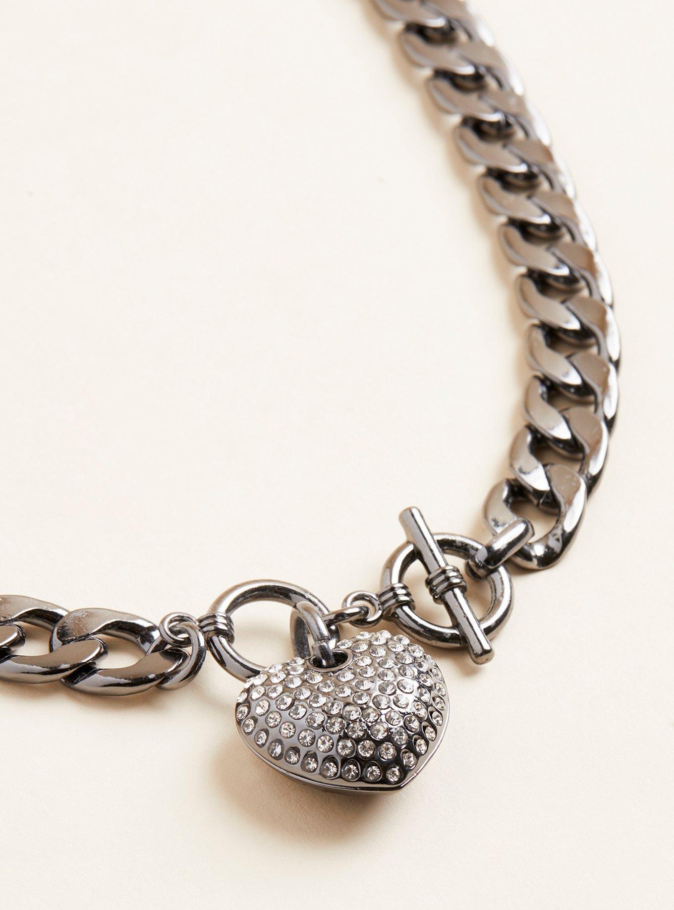 Plus Size - Pave Heart Toggle Necklace - Torrid