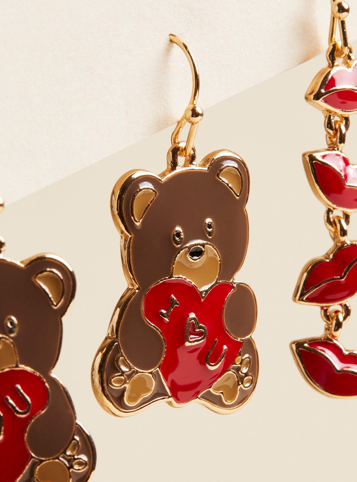 Plus Size - Teddy Bear Kisses Earring Set - Torrid