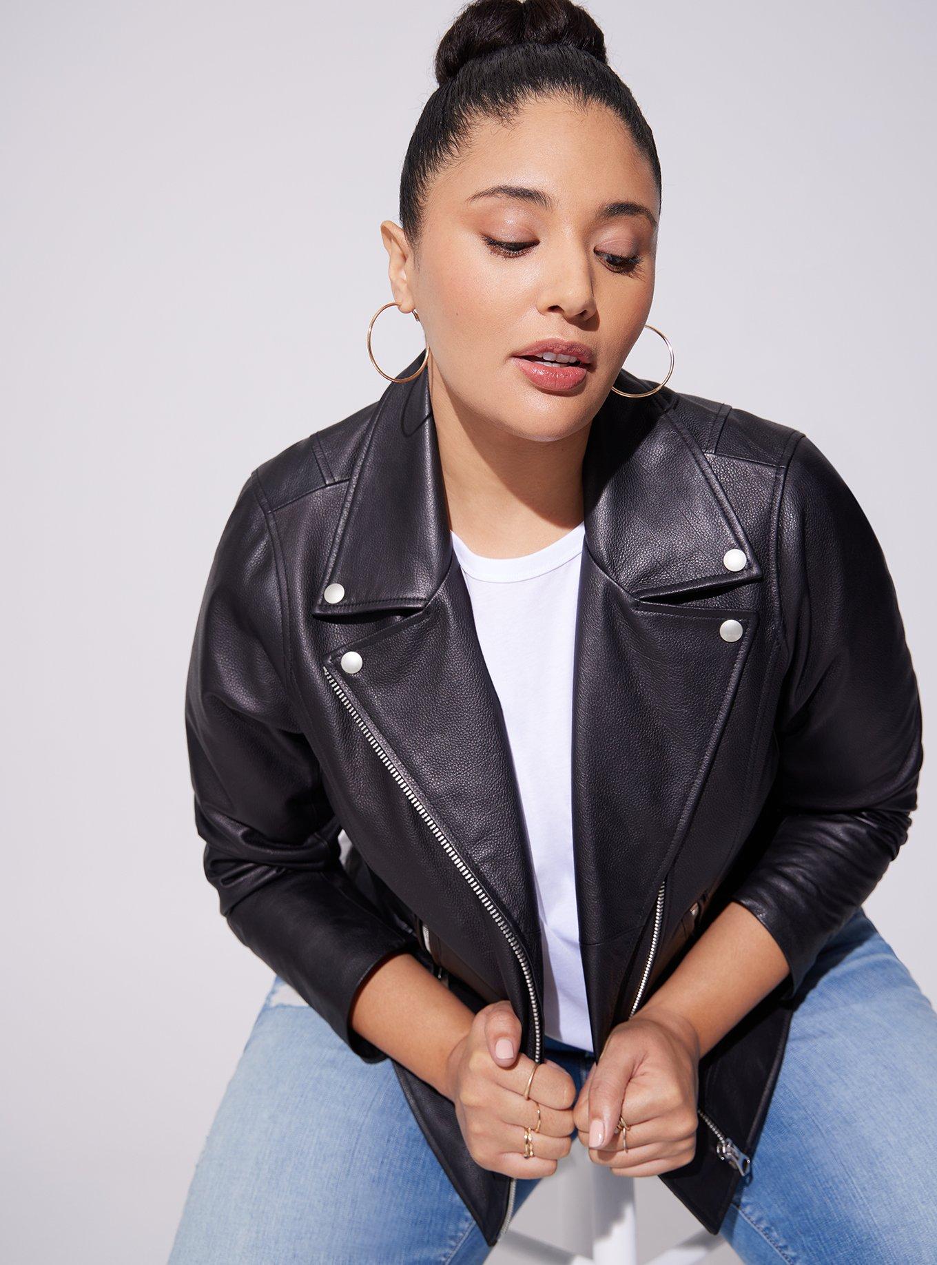 Plus Size - Real Leather Asymmetrical Moto - Torrid