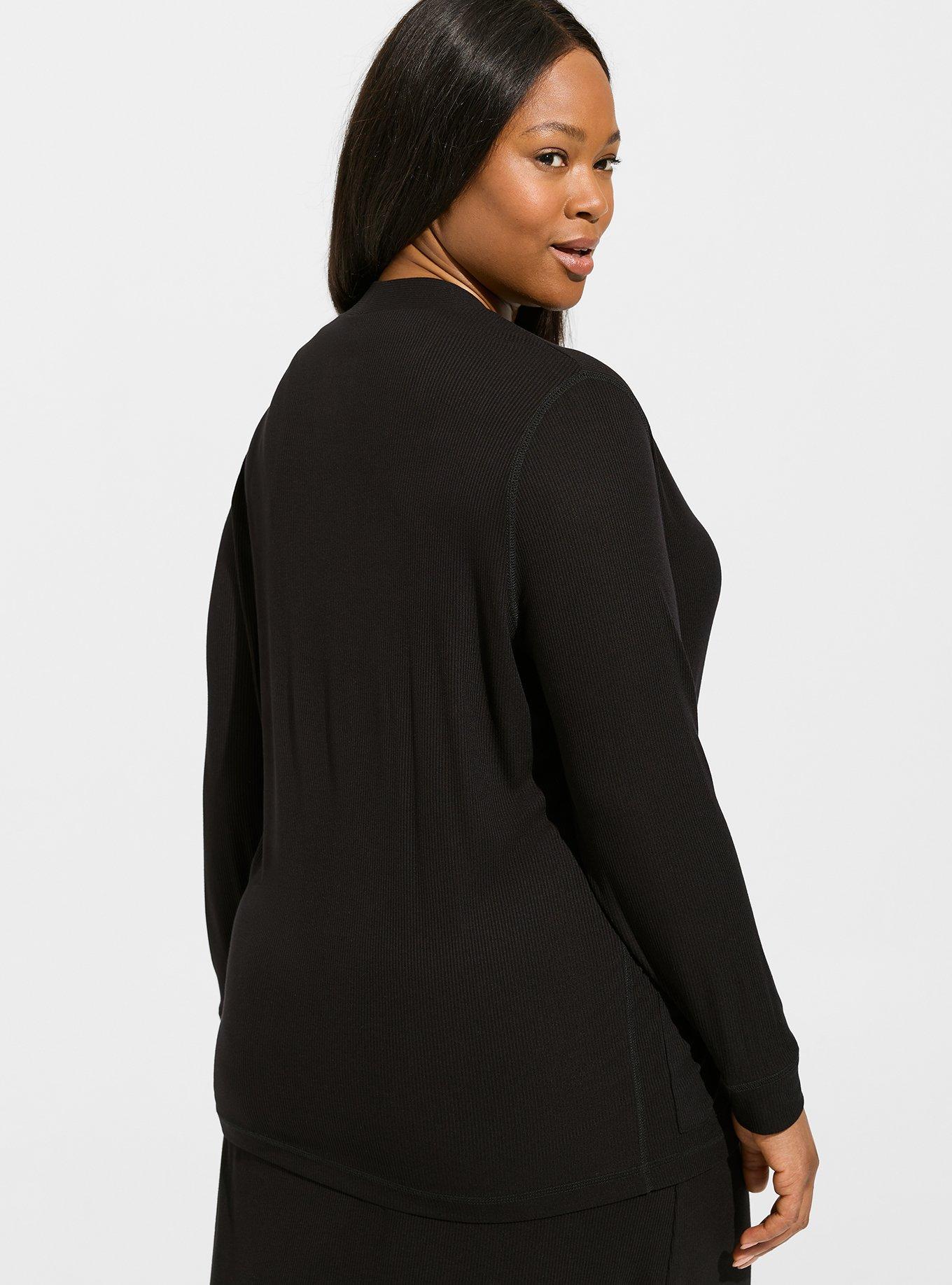Plus Size - Super Soft Rib Snap Front Lounge Cardigan - Torrid