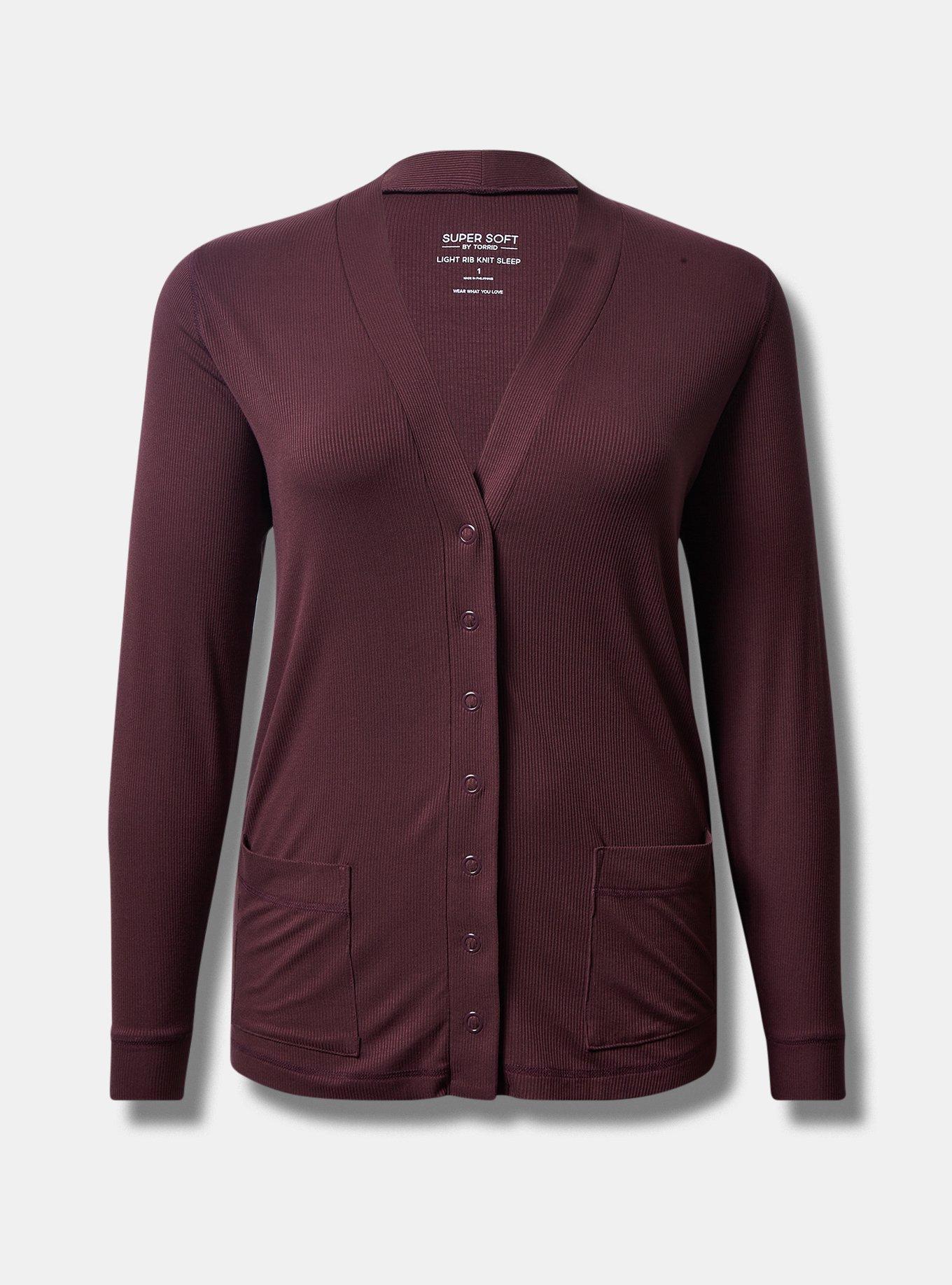Plus Size - Super Soft Rib Snap Front Lounge Cardigan - Torrid