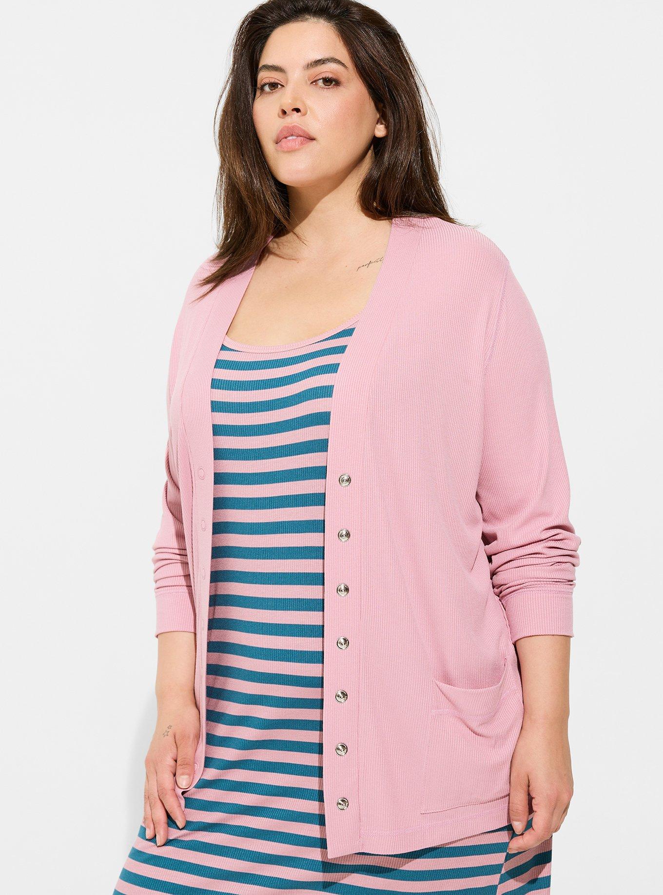 Plus Size - Super Soft Rib Snap Front Lounge Cardigan - Torrid