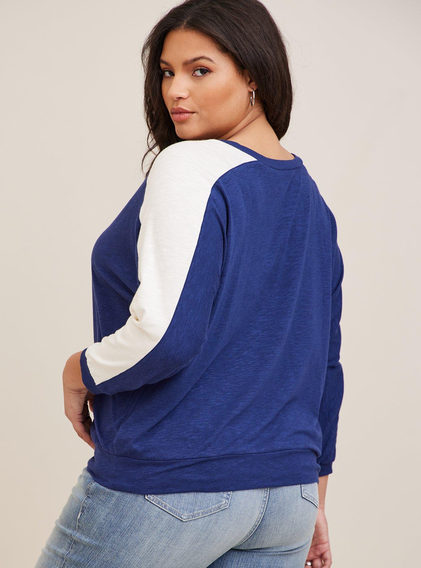 Plus Size - Super Soft Slub Striped Sleeve Dolman Top - Torrid