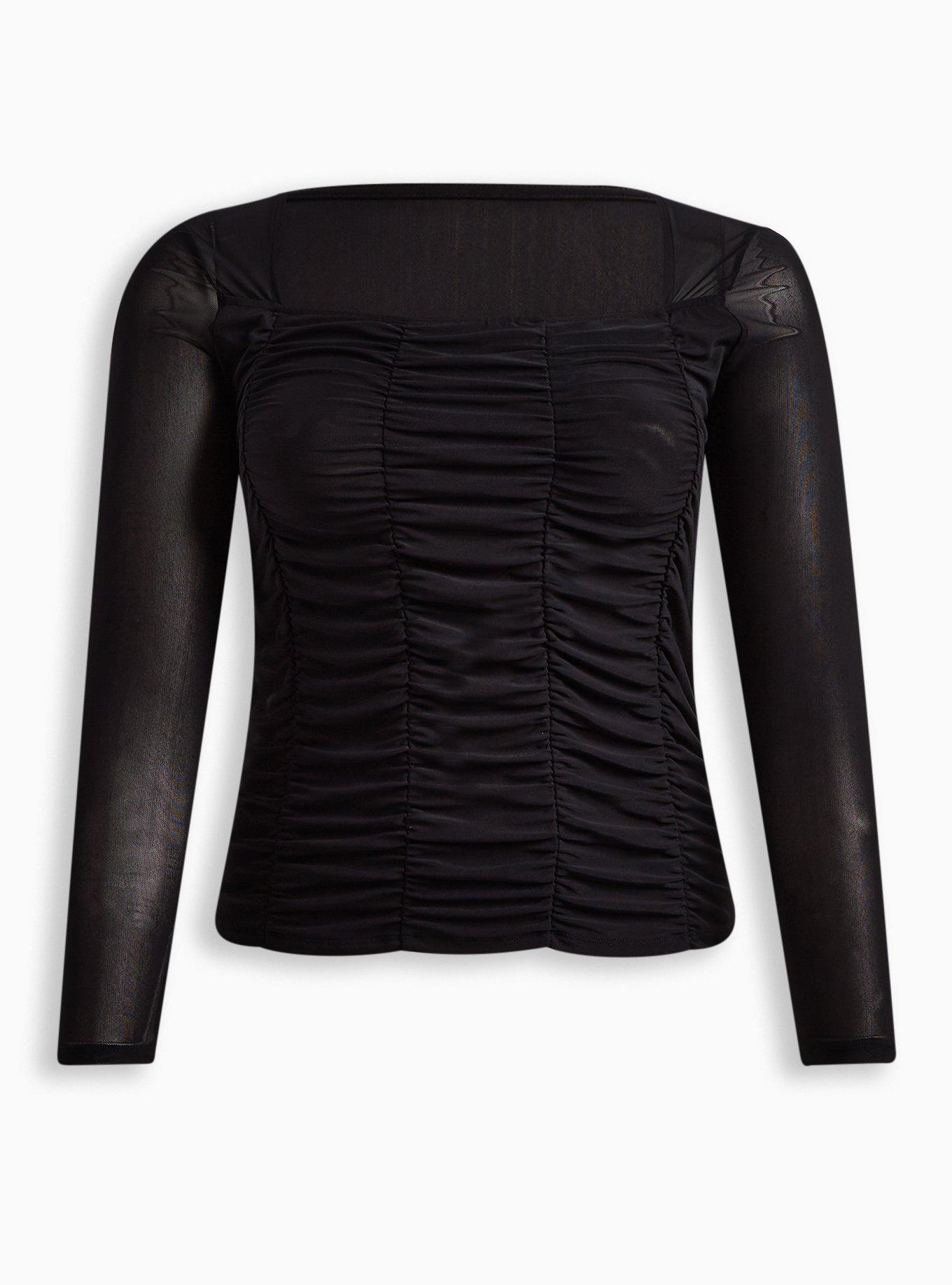 Plus Size - Stretch Mesh Shirred Bodice Crop Top - Torrid