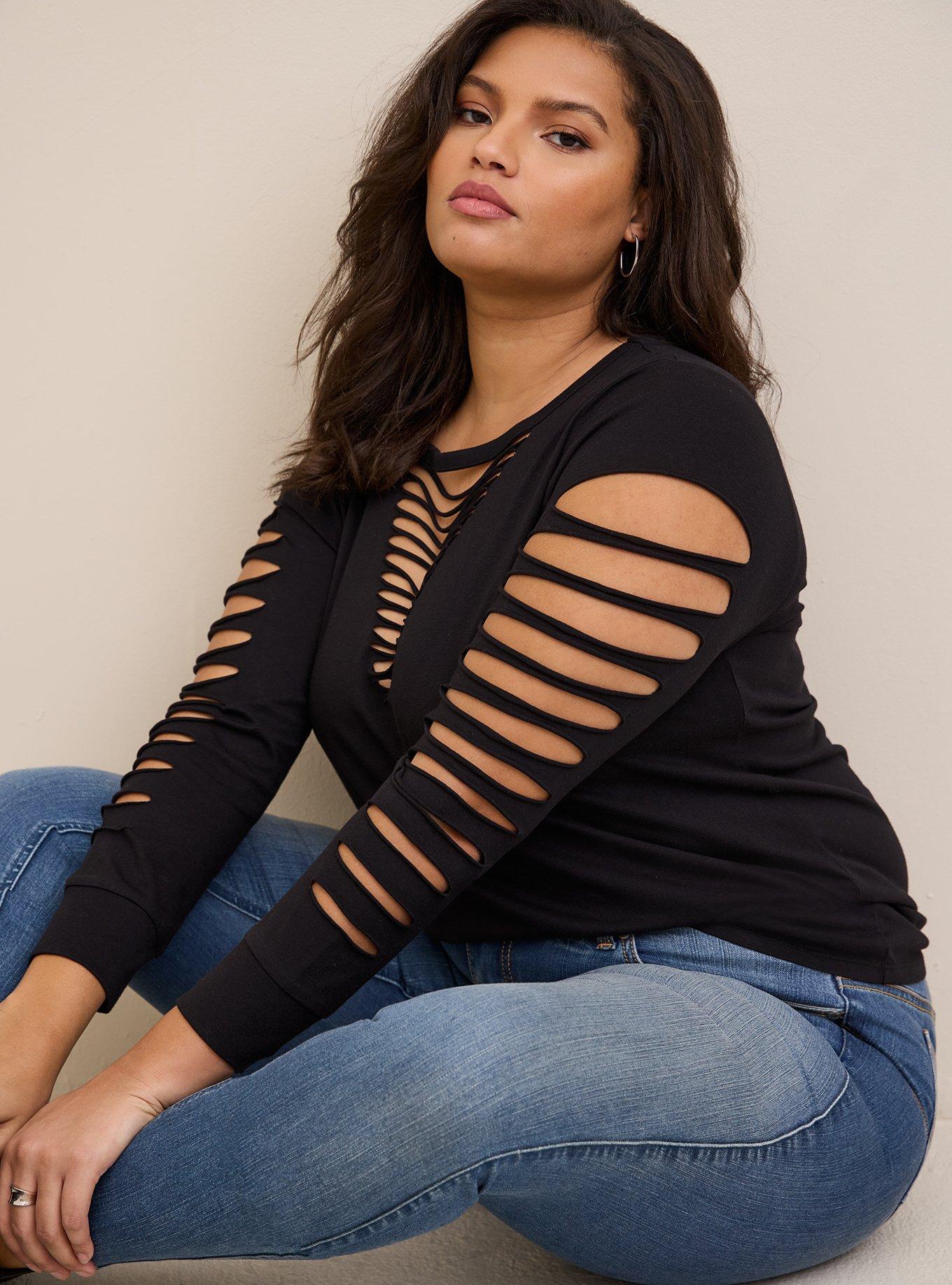 Plus Size - Classic Fit Cotton Crew Neck Slasher Tee - Torrid