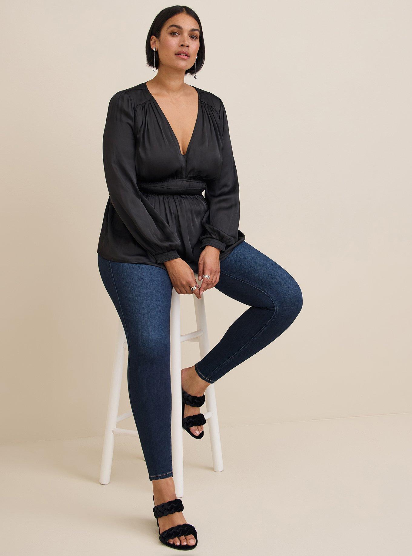 TORRID Peplum Satin Smocked Waist Top | Connecticut Post Mall TORRID Peplum Satin Smocked Waist Top | Connecticut Post Mall
