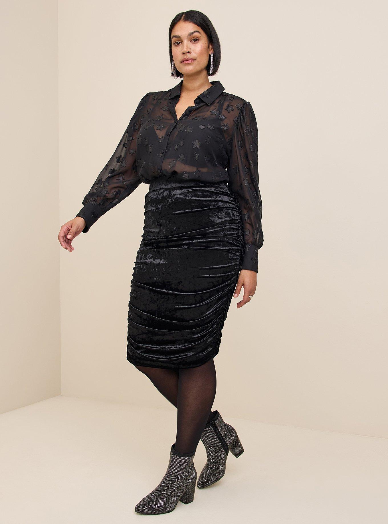Plus Size - Madison Lurex Stars Button Up Long Sleeve Shirt - Torrid