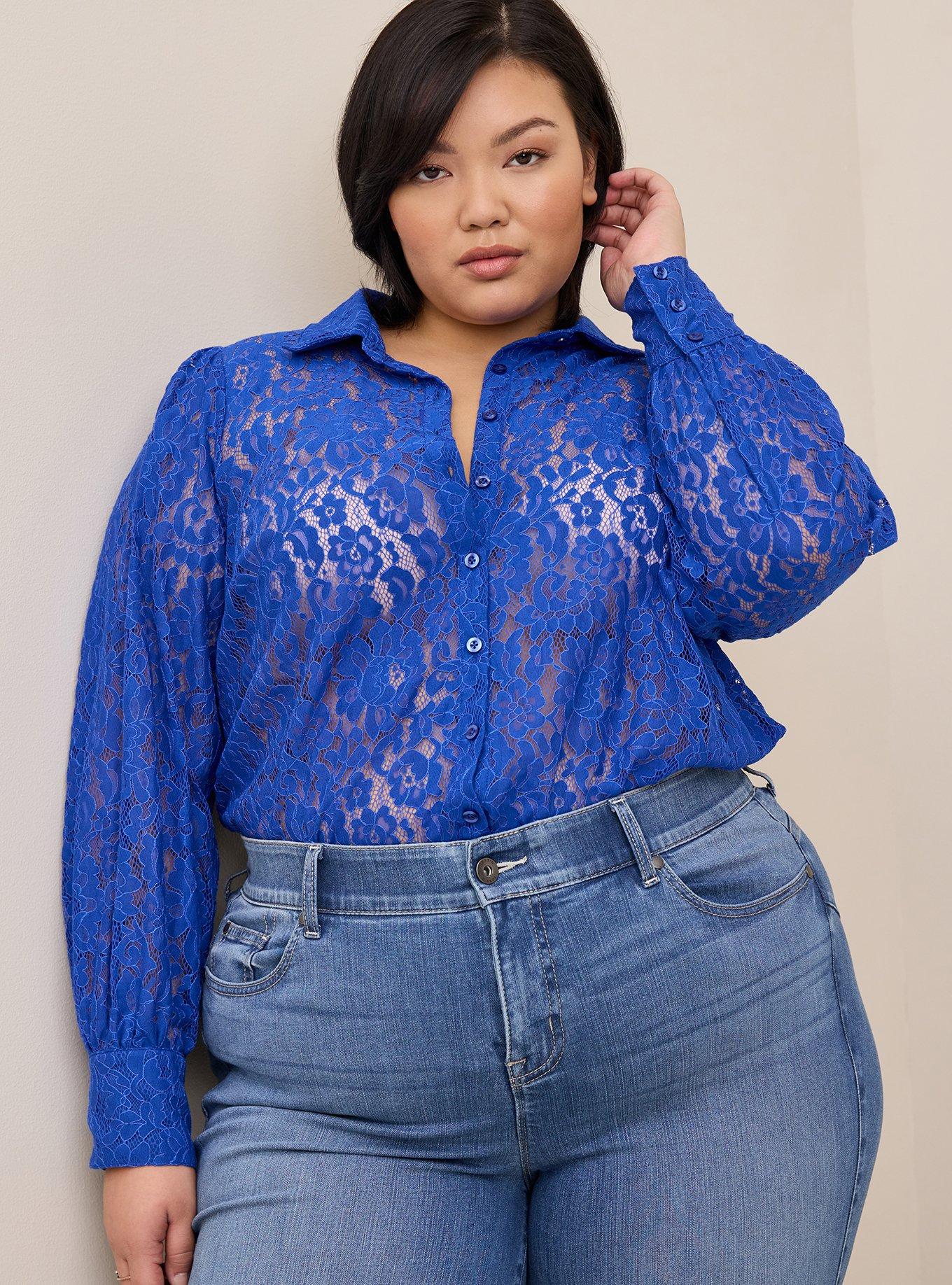 Plus Size - Madison Lace Button-Up Long Sleeve Shirt - Torrid