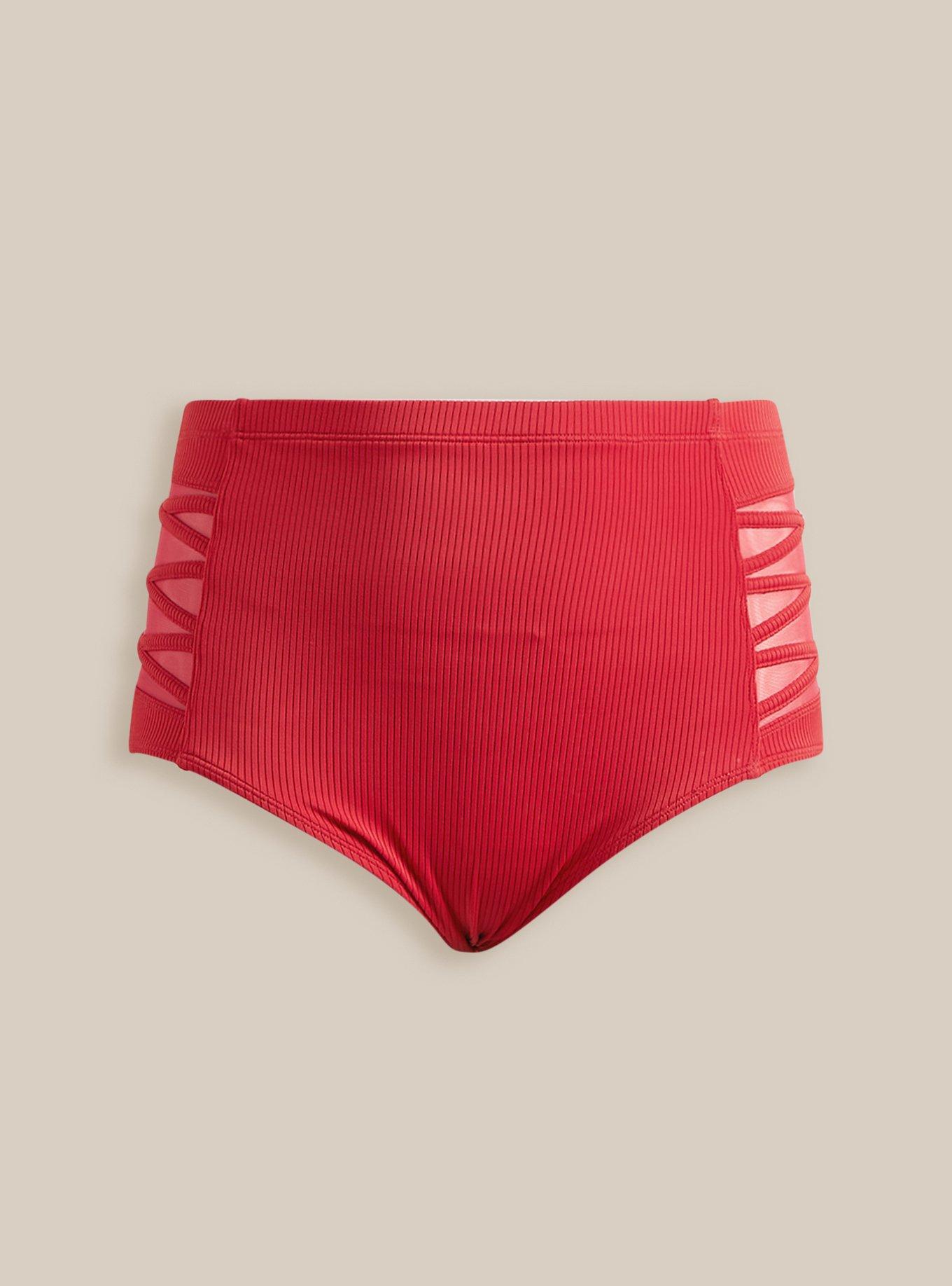 Plus Size - High Rise Ribbed Lattice Side Swim Bottom - Torrid