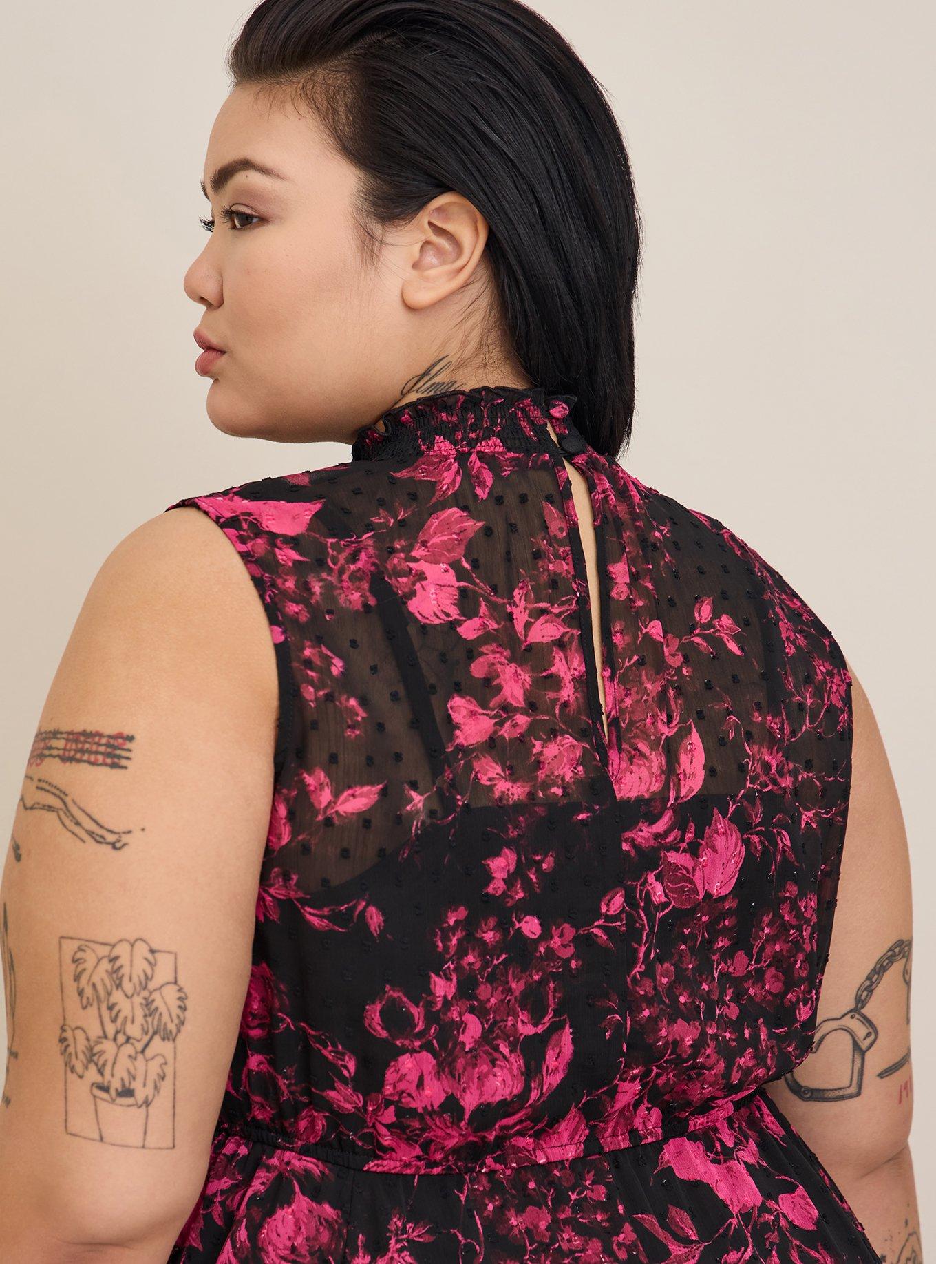 Plus Size - Midi Clip Dot Mock Neck Dress - Torrid