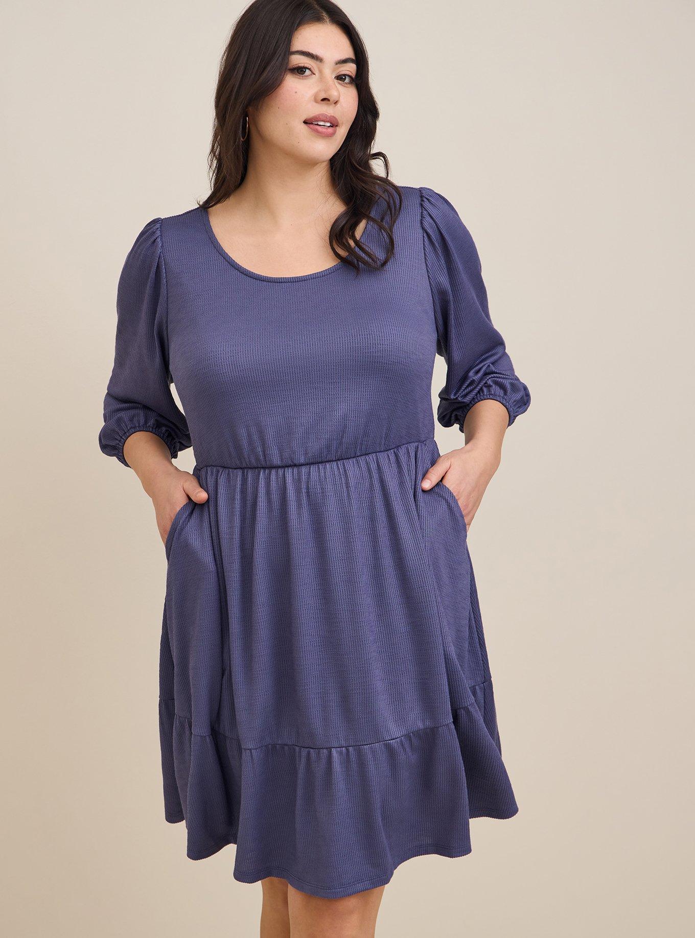 Plus Size - At The Knee Slub Rib Voluminous Dress - Torrid