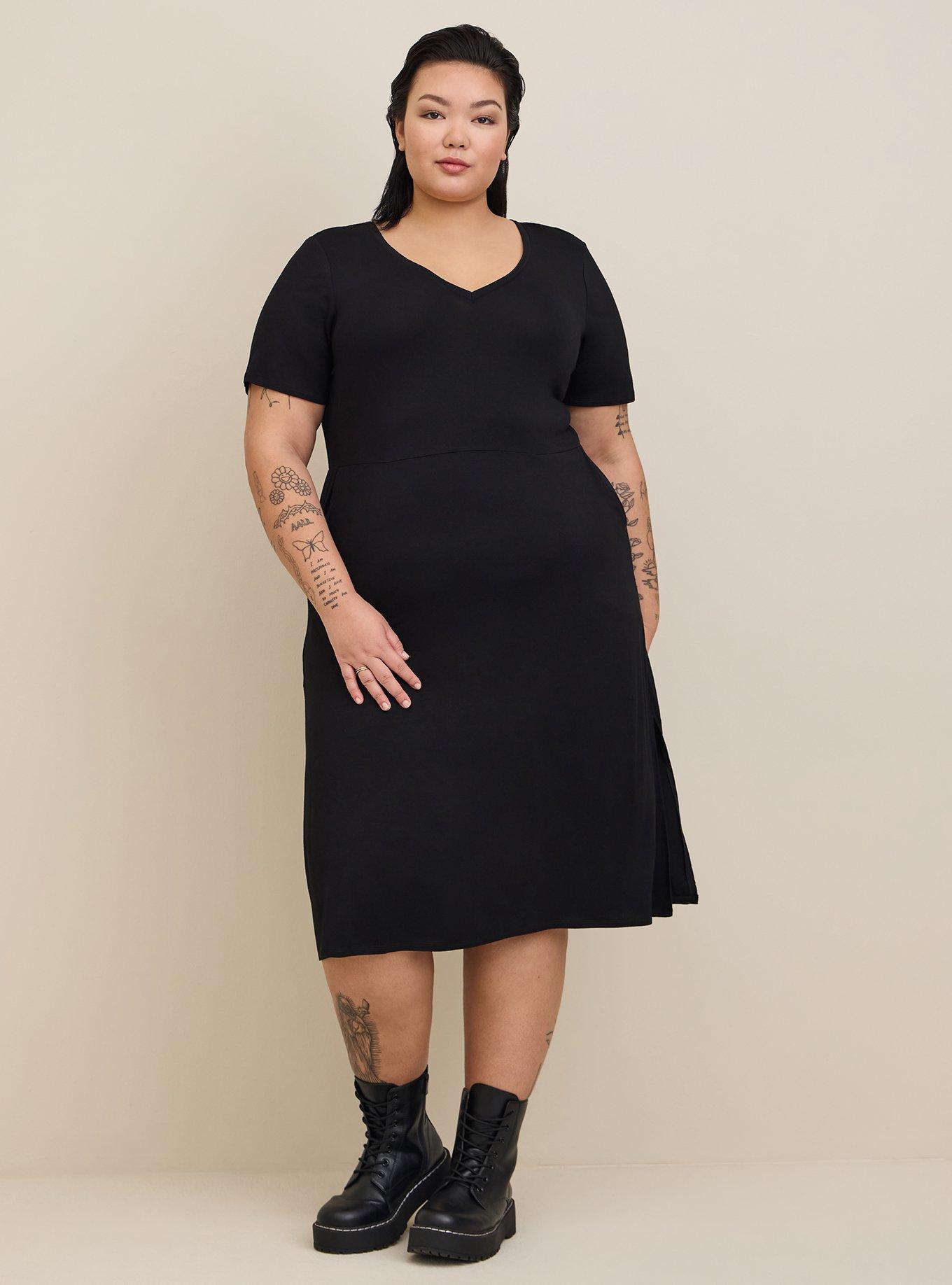 Plus Size - Midi Super Soft Slit Dress - Torrid