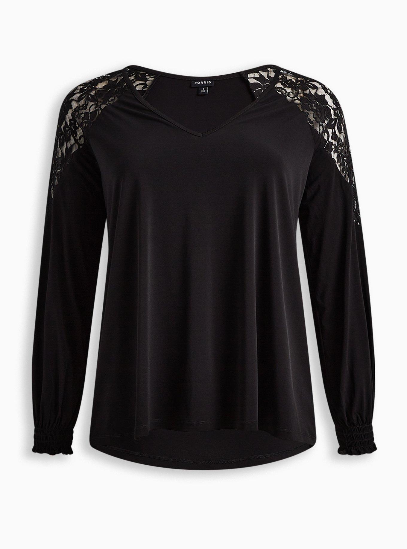 Plus Size - Studio Knit Lace Shoulder Top - Torrid