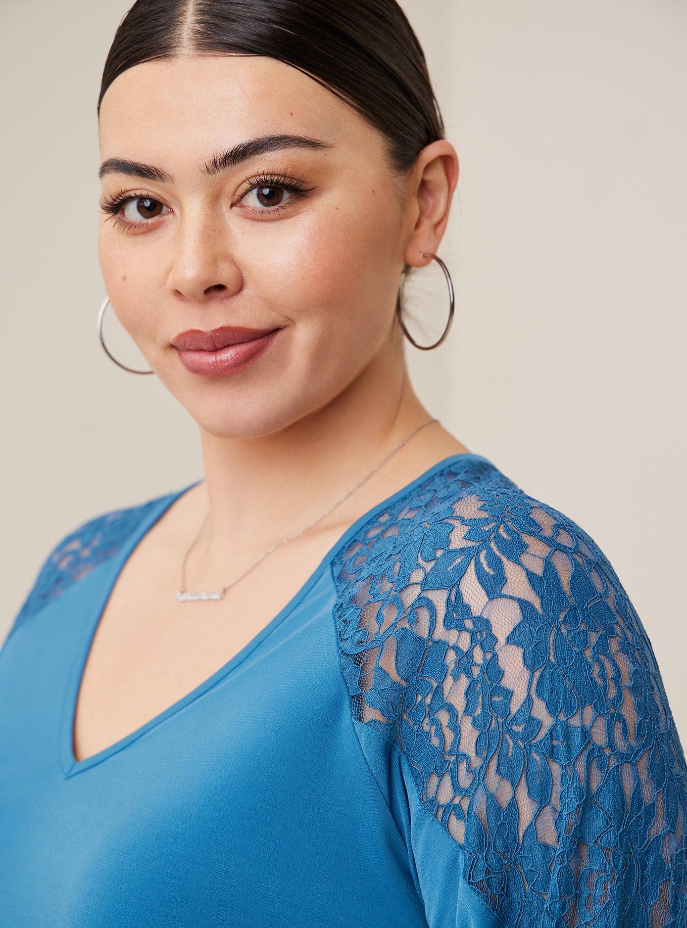 Plus Size - Studio Knit Lace Shoulder Top - Torrid