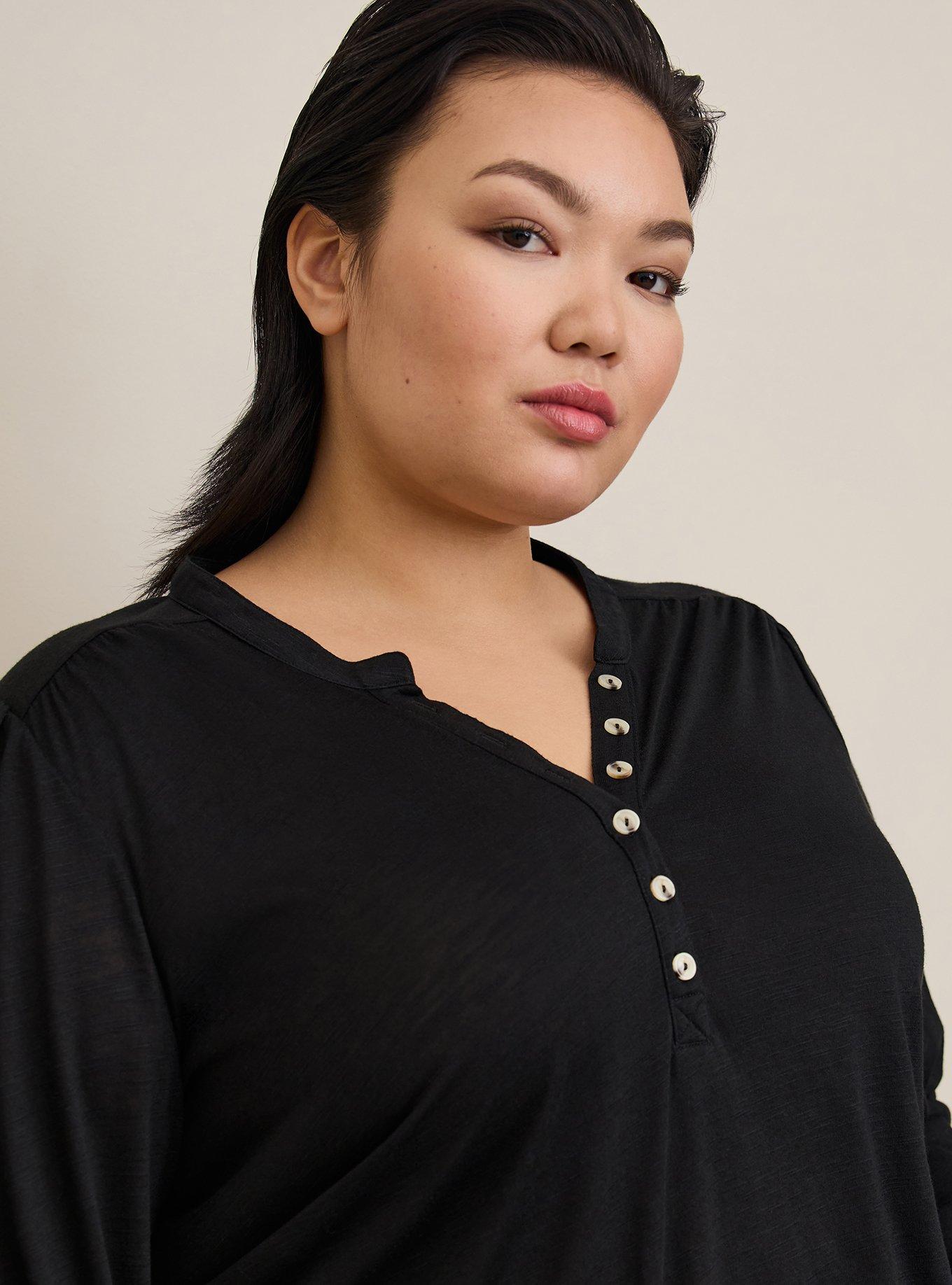 Plus Size - Feather Soft Henley Long Sleeve Tee - Torrid