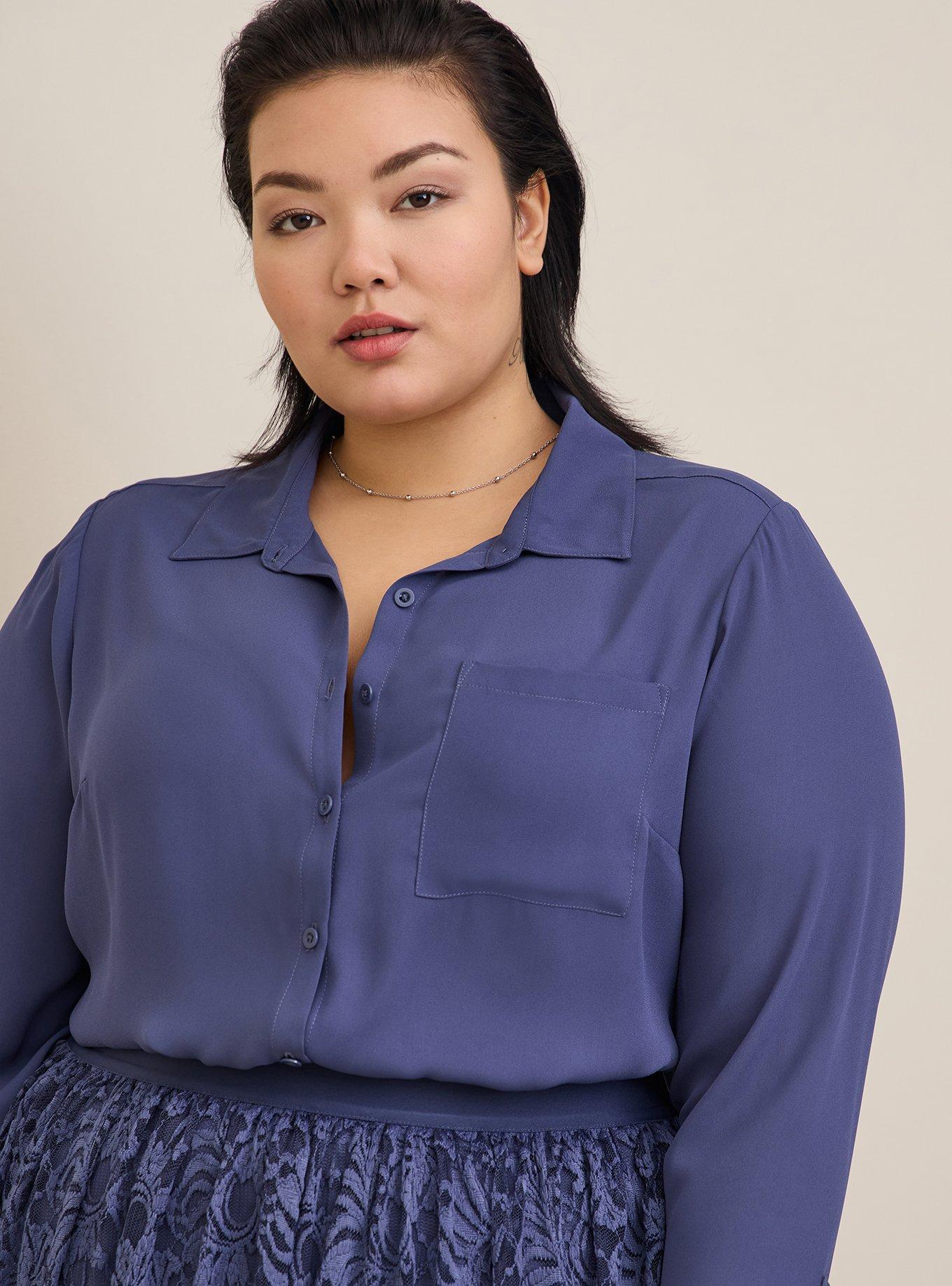 Plus Size - Lizzie Georgette Button-Up Long Sleeve Shirt - Torrid