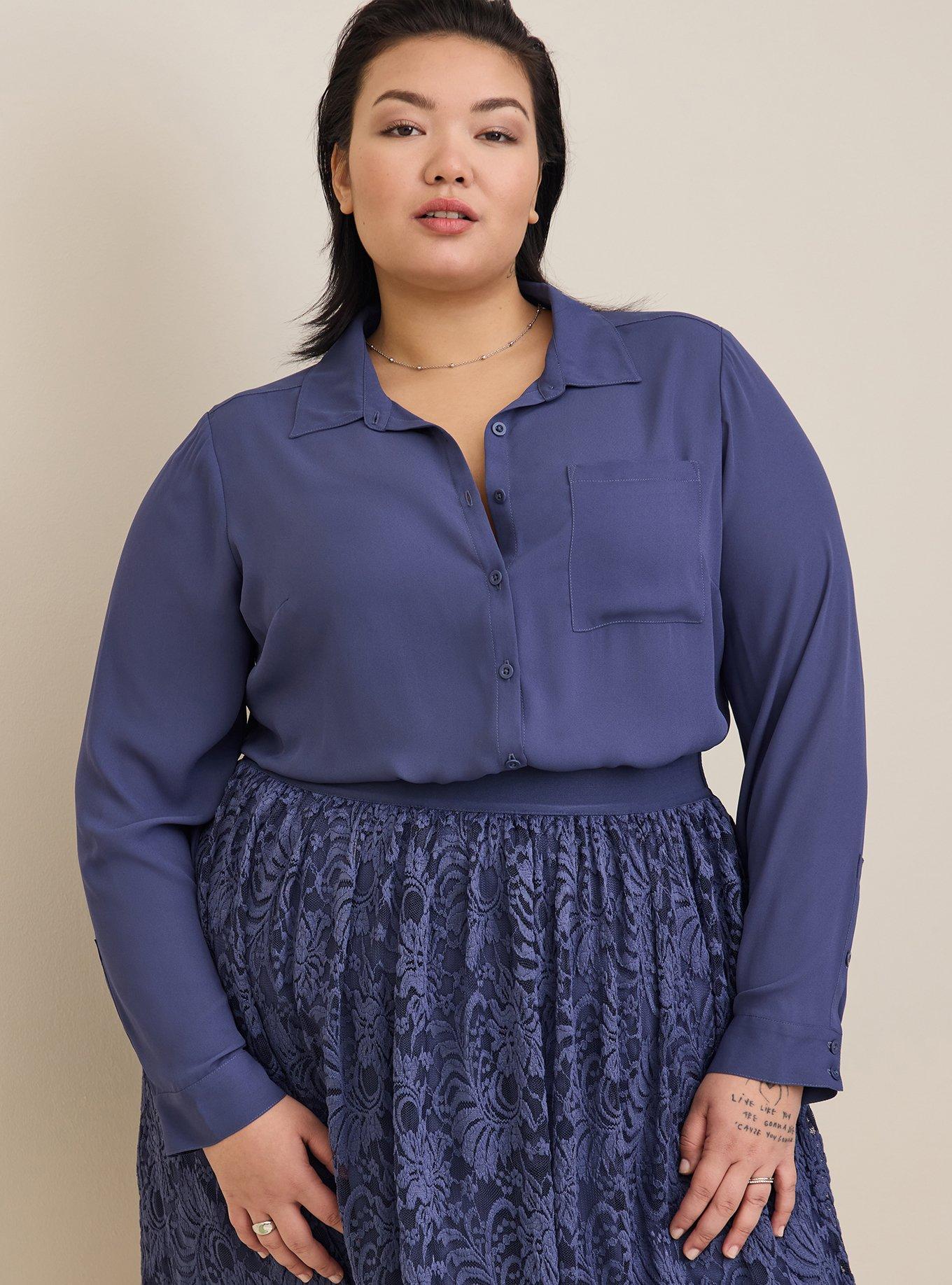 Plus Size - Lizzie Georgette Button-Up Long Sleeve Shirt - Torrid