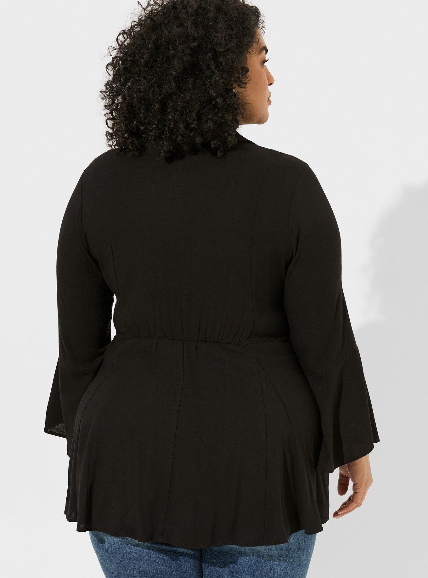 Plus Size - Fit And Flare Rayon Slub Button-Front Top - Torrid