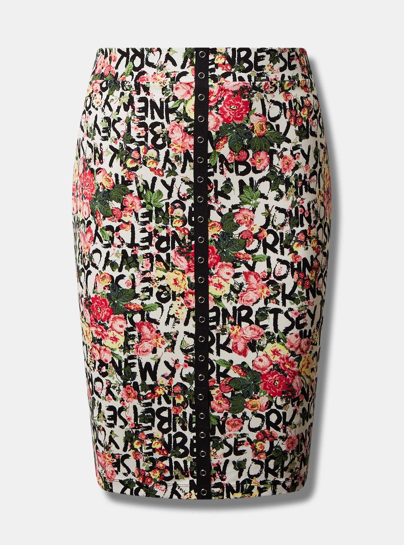 Plus Size - Betsey Johnson Light Weight Ponte Snap Front Pencil Skirt ...