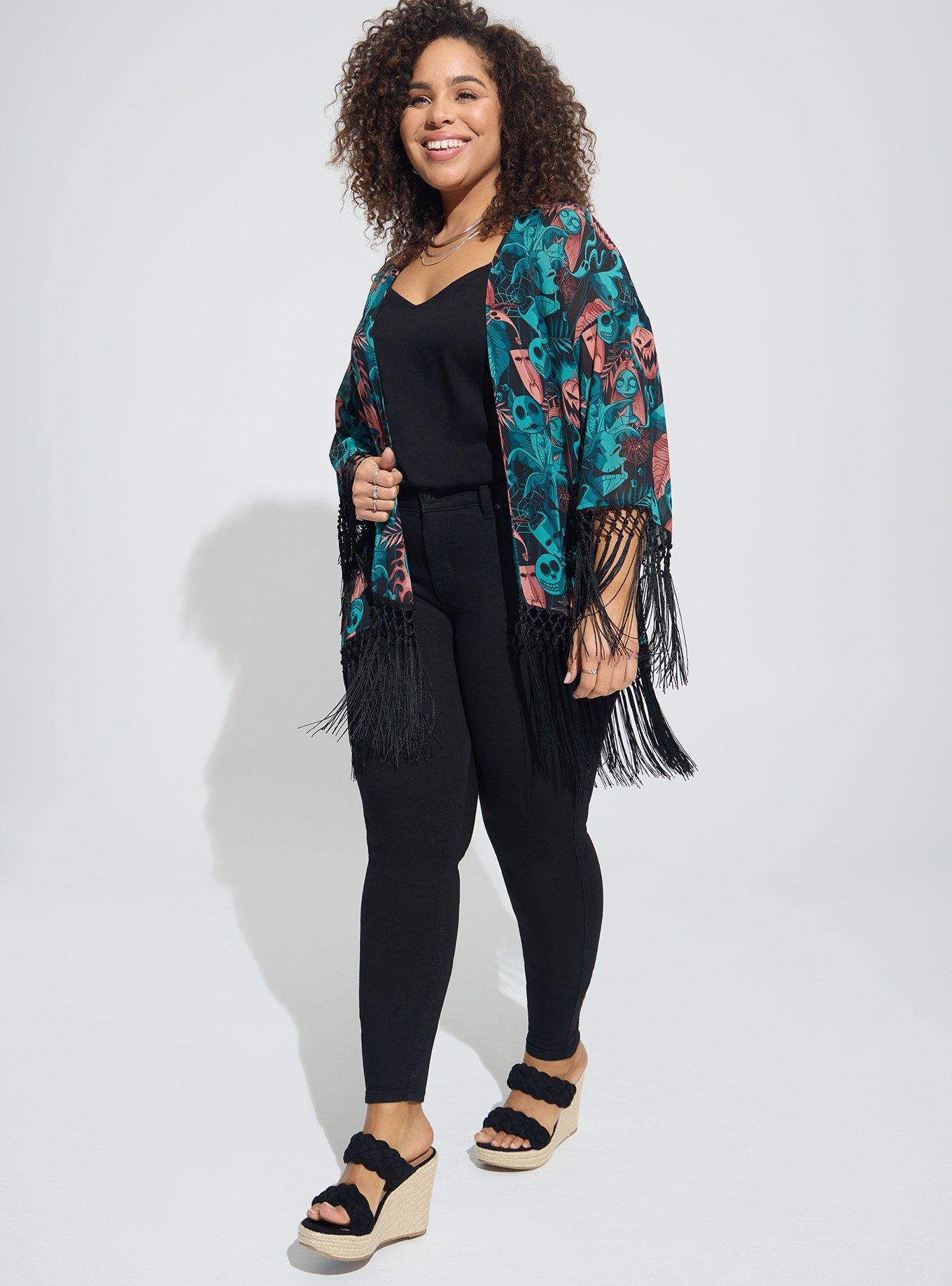 Plus Size - Disney Nightmare Before Christmas Chiffon Fringe Kimono ...