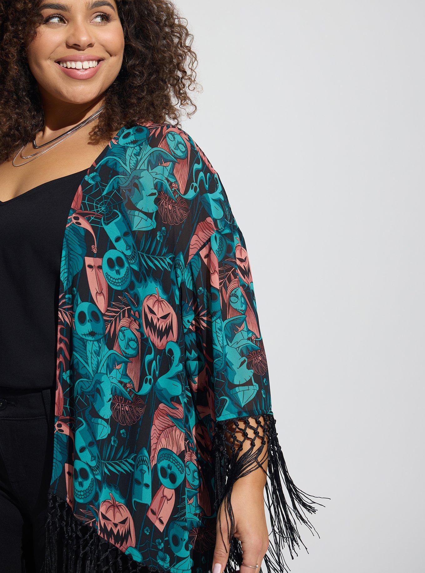 Plus Size - Disney Nightmare Before Christmas Chiffon Fringe Kimono ...