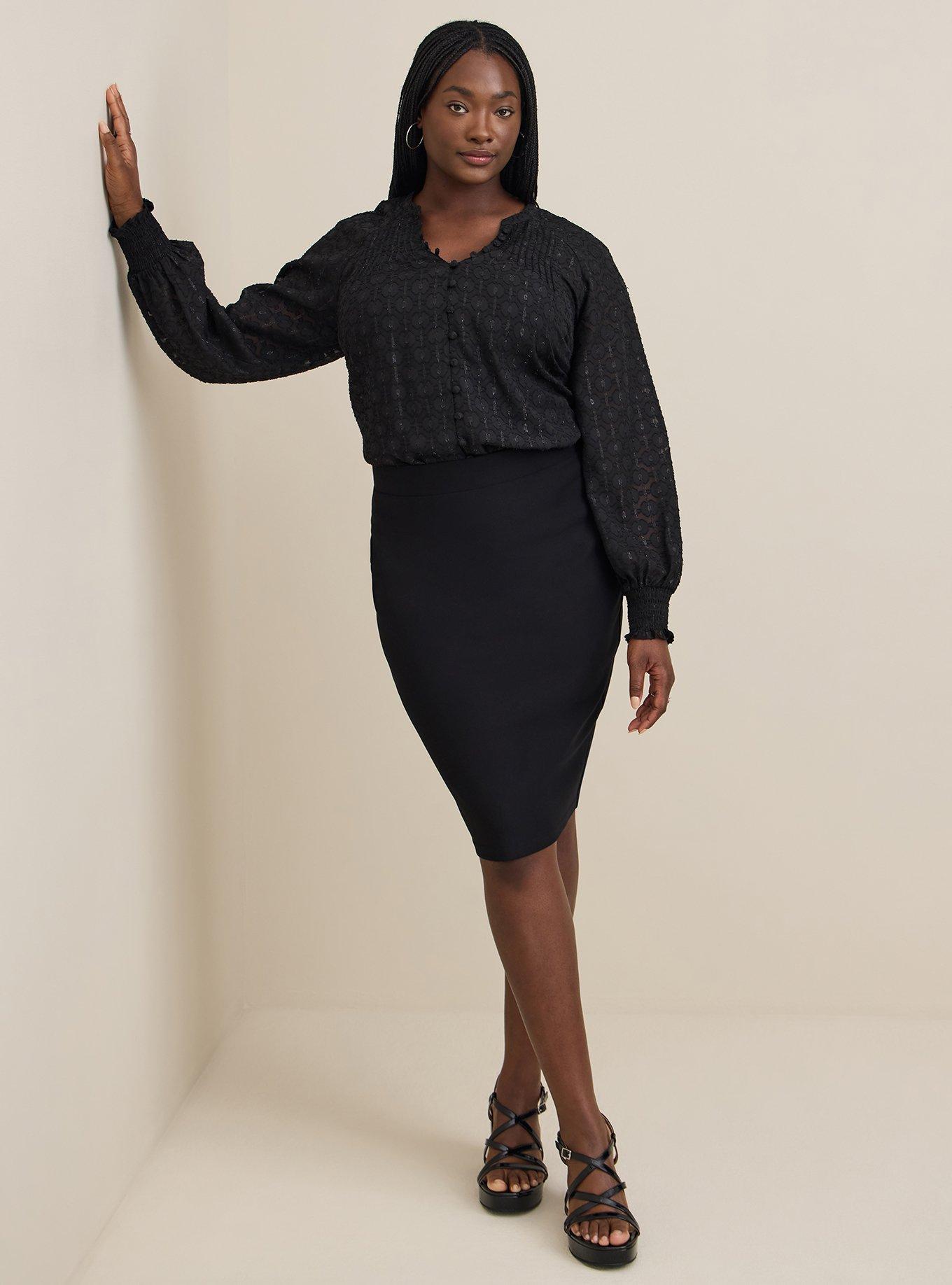 Plus Size - Geo Clip Chiffon Smocked Blouson Sleeve Blouse - Torrid