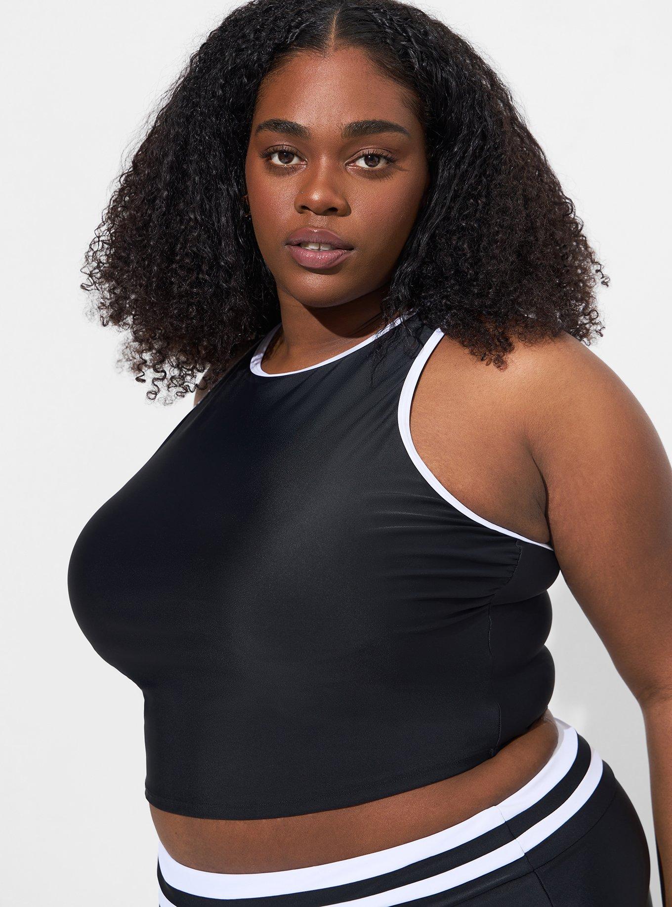 Plus Size - Wireless Color Banding High Neck Tankini - Torrid
