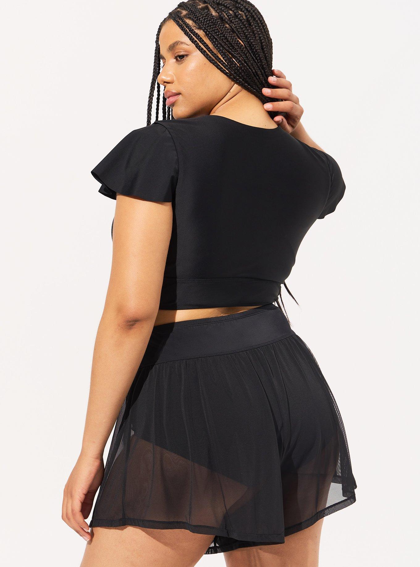 Plus Size - High Rise Mesh Flowy Swim Short - Torrid