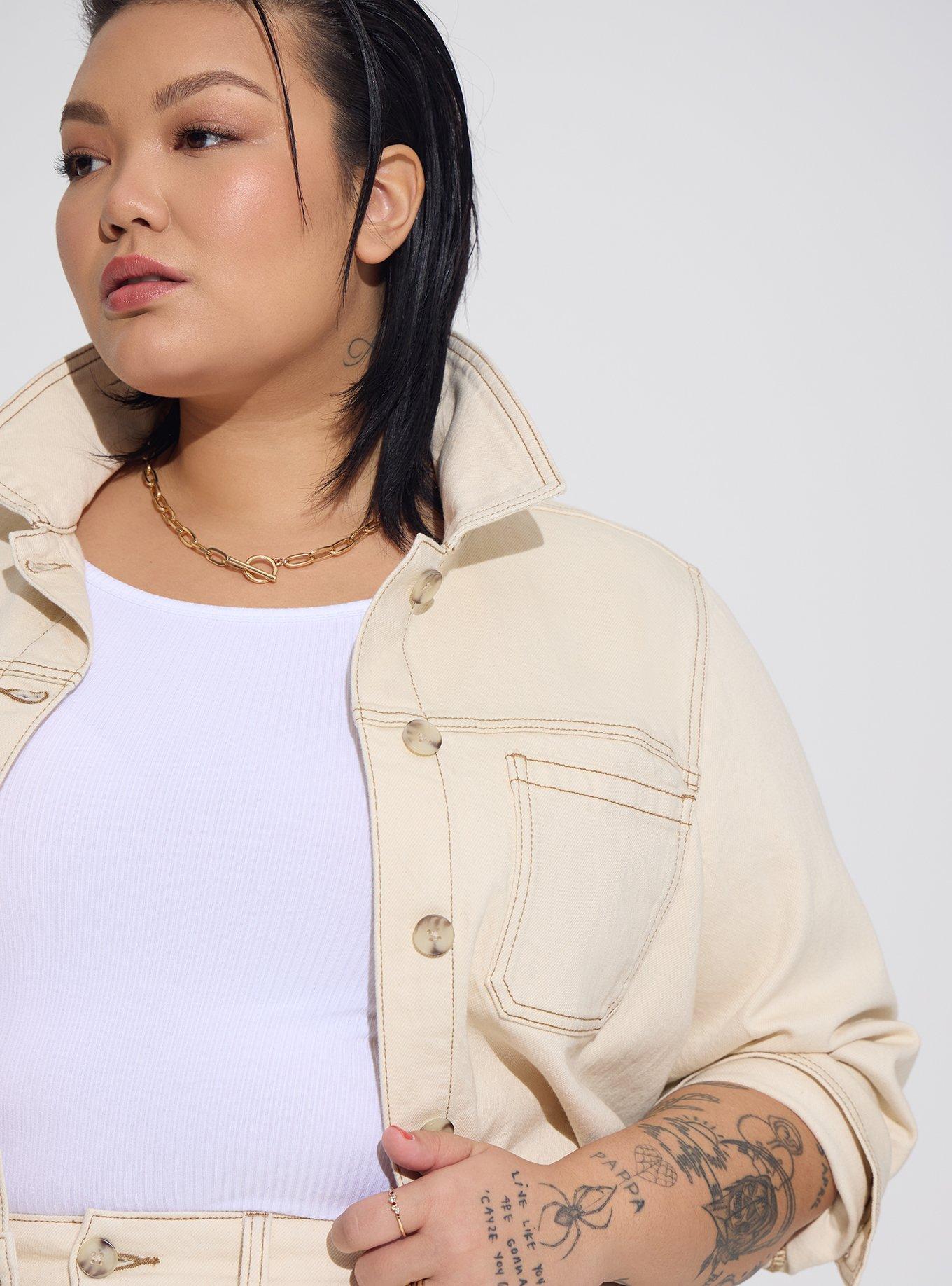Plus Size - Denim Crop Patch Pocket Jacket - Torrid