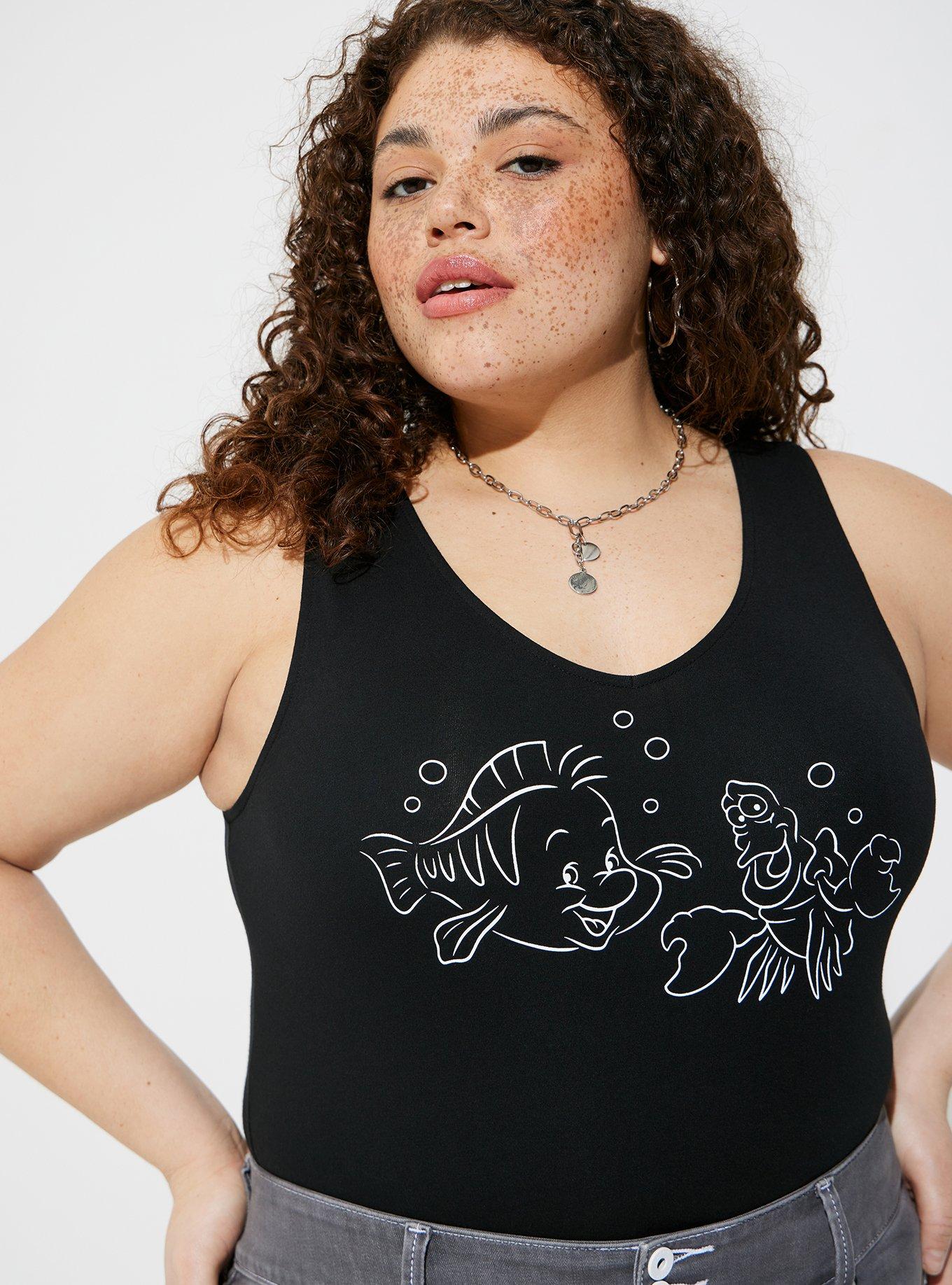 Plus Size - Disney The Little Mermaid Flounder Sebastian Foxy Bodysuit ...