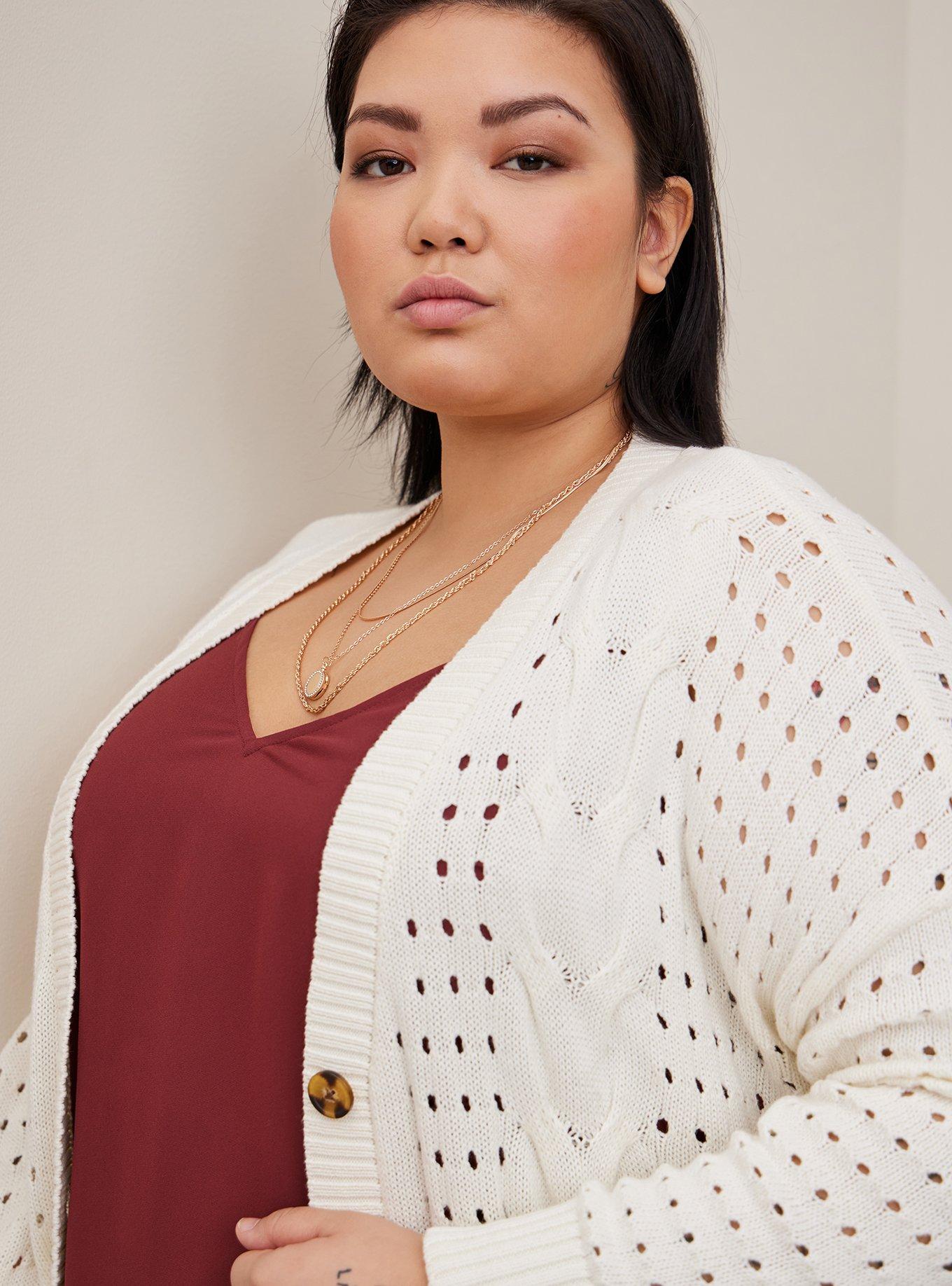Plus Size - Cable Boyfriend Cardigan Sweater - Torrid