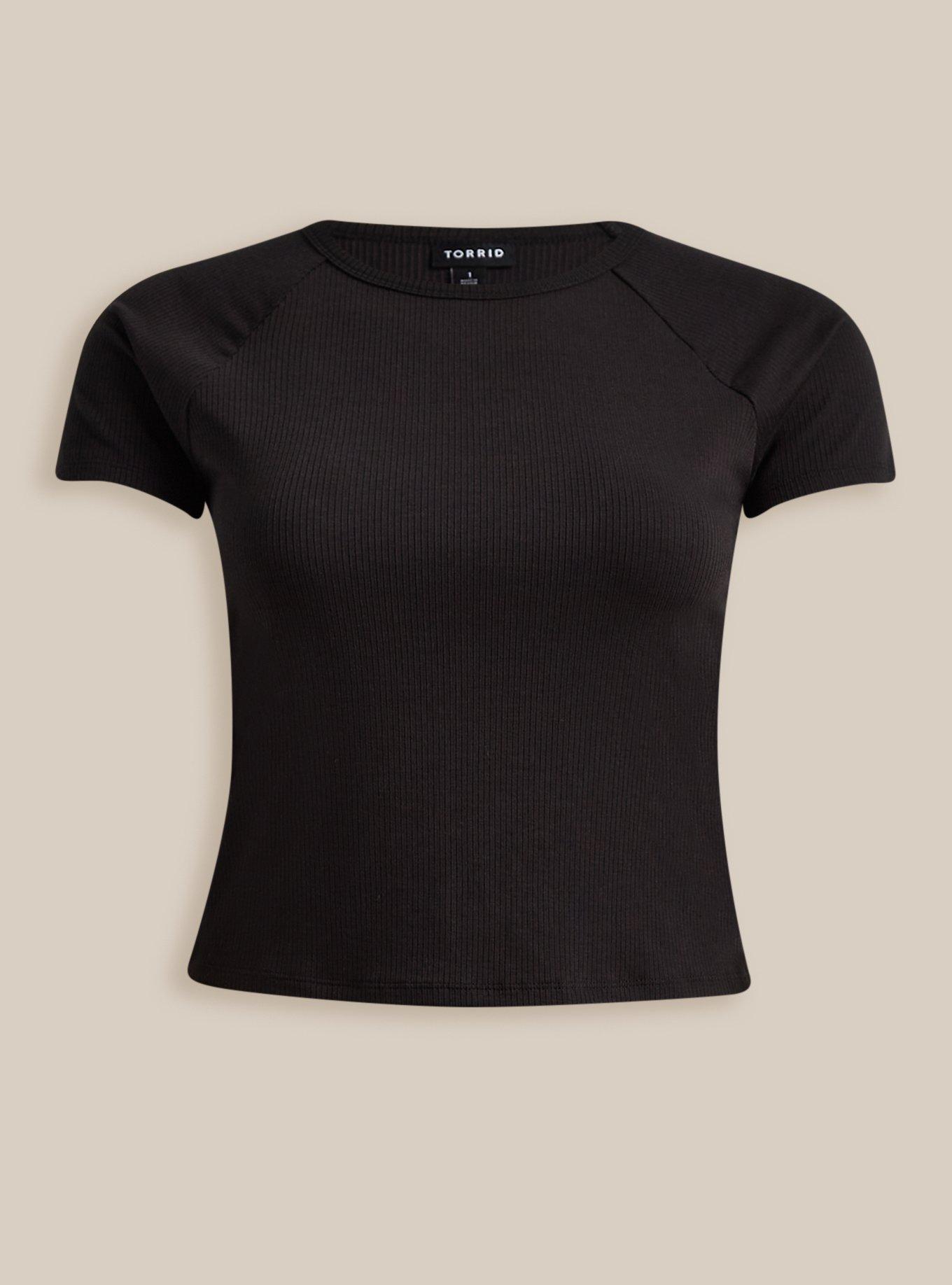 Plus Size - Rib Crew Neck Raglan Crop Tee - Torrid