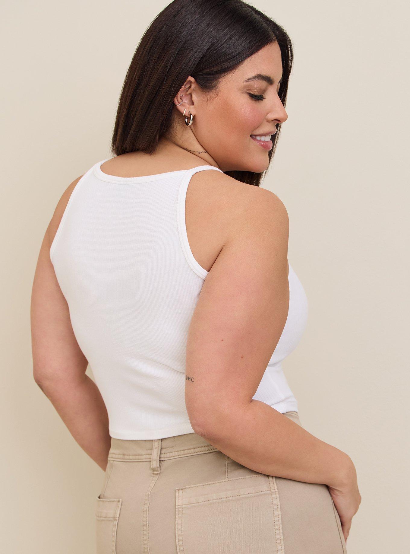 Plus Size - Floral Butterfly Everyday Rib Goddess Neck Crop Tee - Torrid