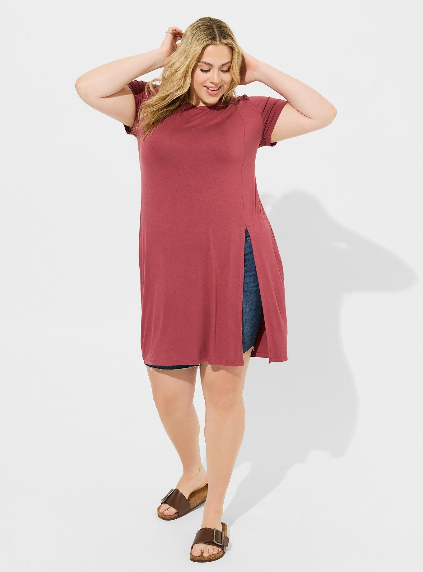 Plus Size - Super Soft Crew Neck Split Front Tunic - Torrid