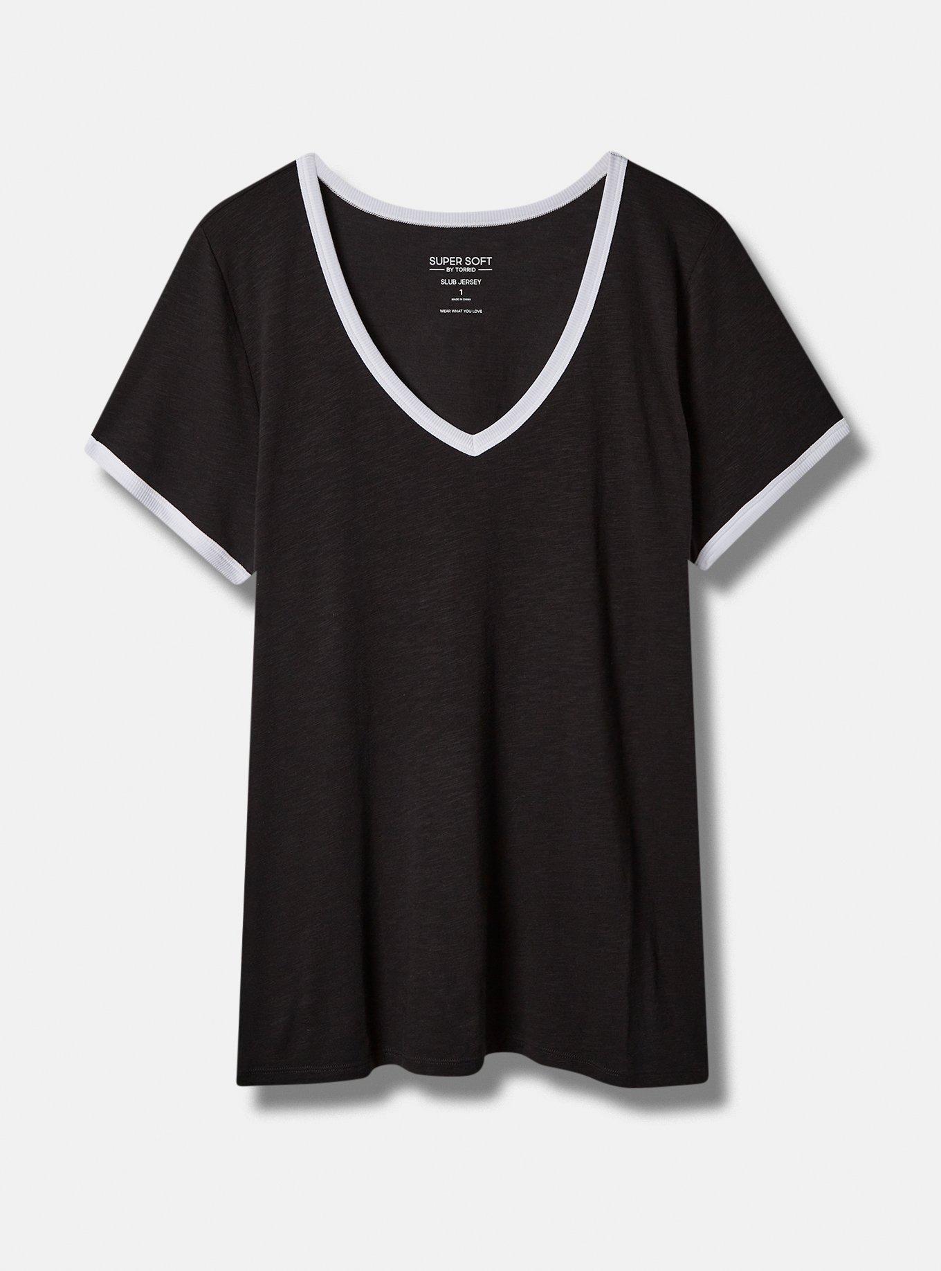 Plus Size - Super Soft Slub V-Neck Ringer Tee - Torrid