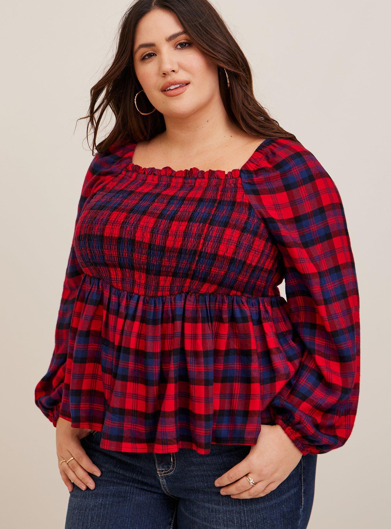 Plus Size - Brushed Rayon Acrylic Smocked Top - Torrid
