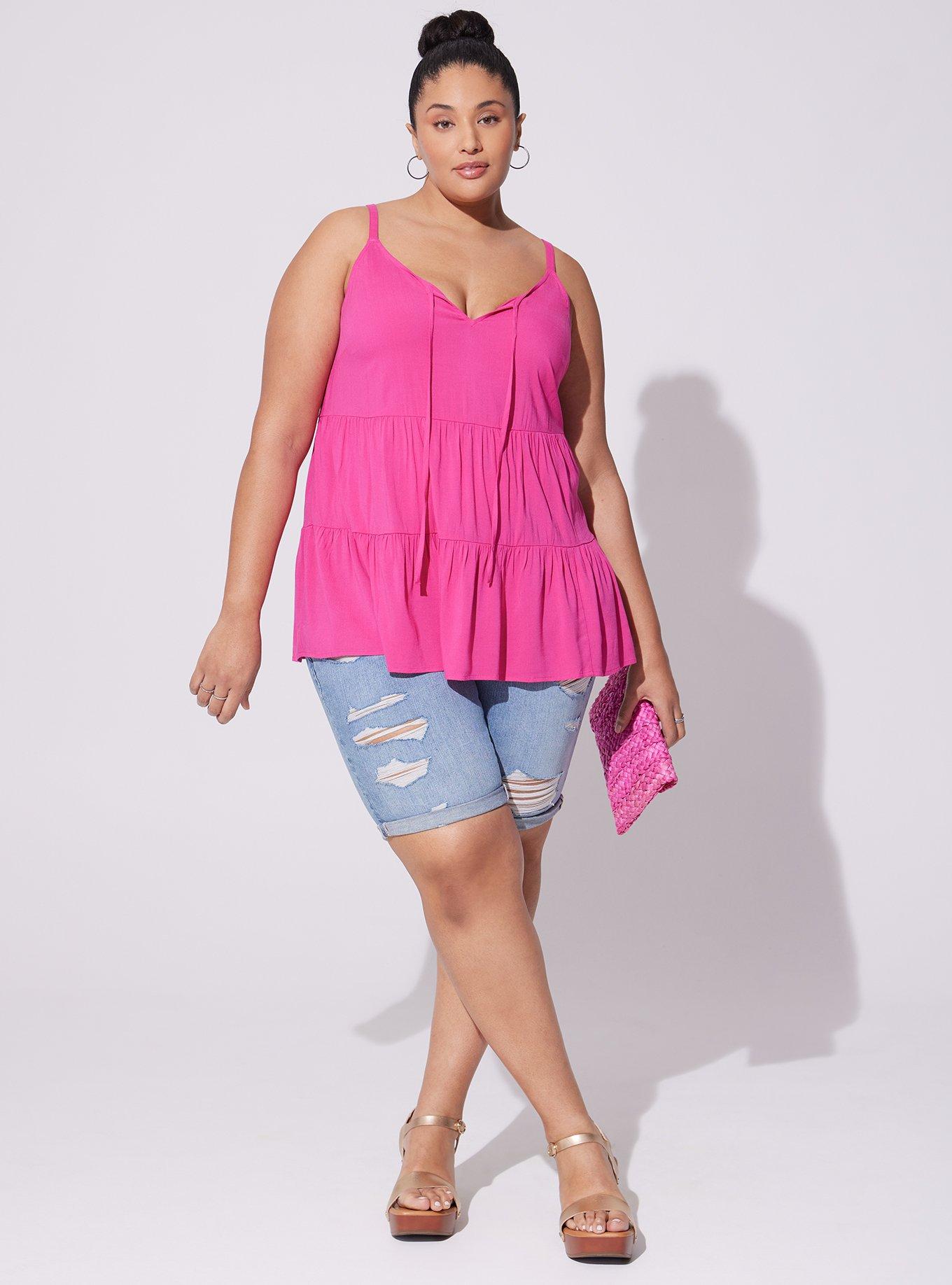 Plus Size - Rayon Slub Tiered Tie Front Cami - Torrid
