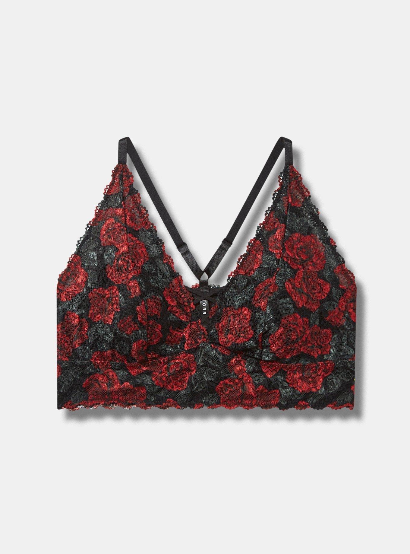 Plus Size - Lightly Lined Lace Print XO Front Bralette - Torrid