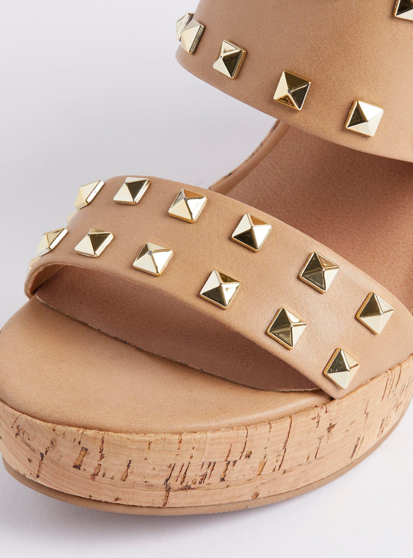 Plus Size - Studded Double Strap Platform Wedge (WW) - Torrid