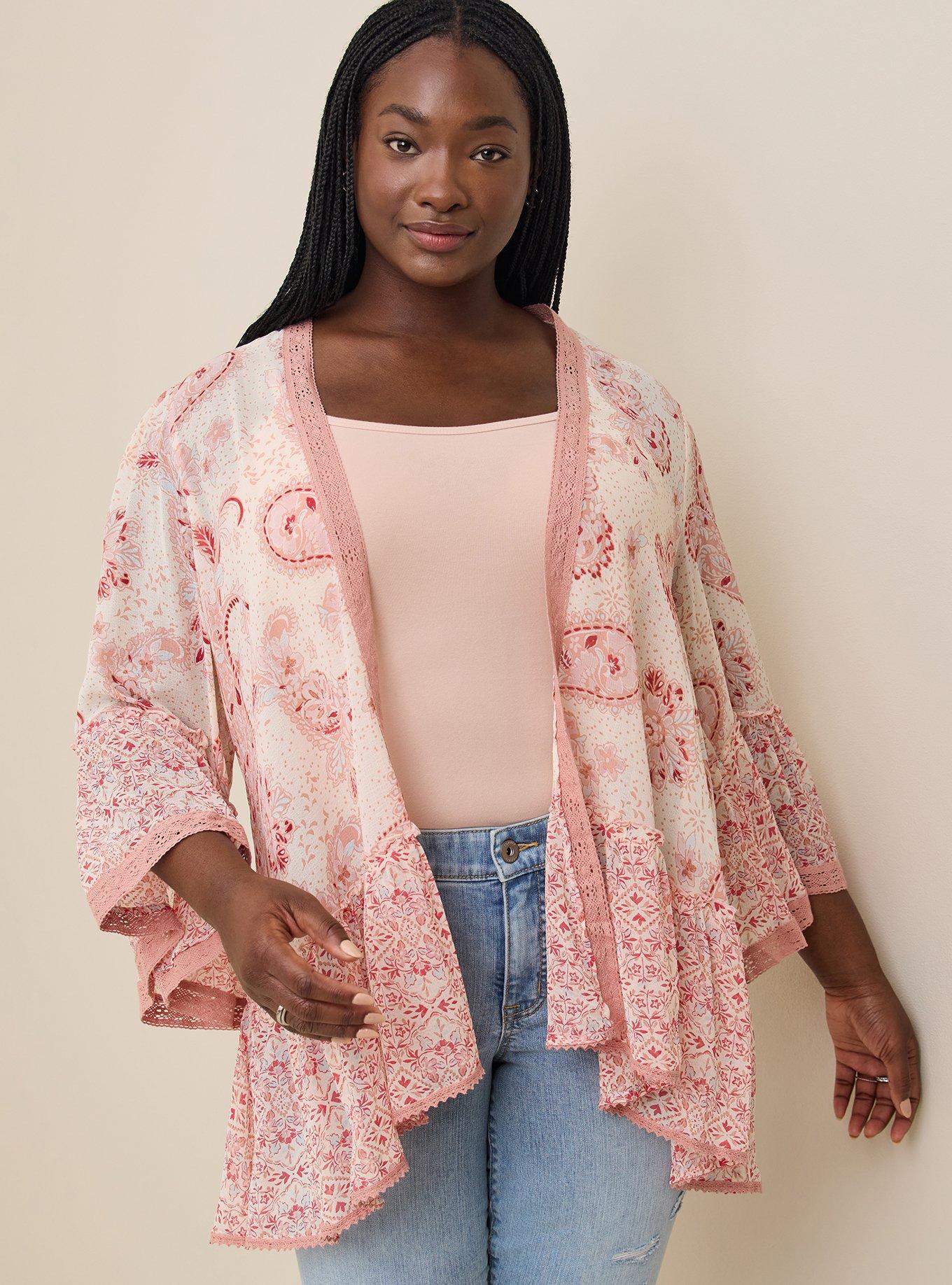 Plus Size - Textured Chiffon Flouncy Ruffle Kimono - Torrid