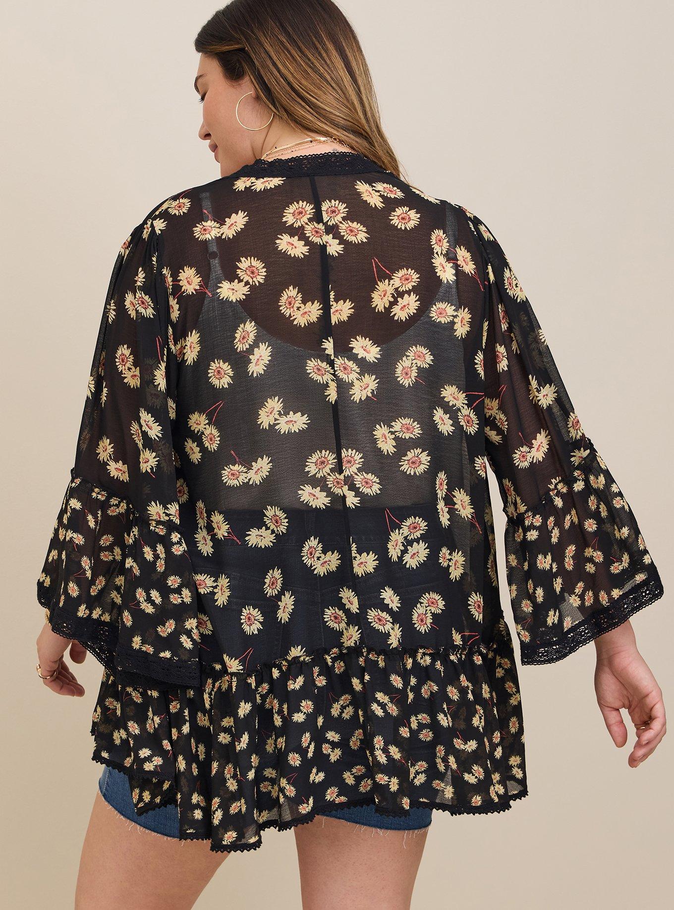 Plus Size - Textured Chiffon Flouncy Ruffle Kimono - Torrid