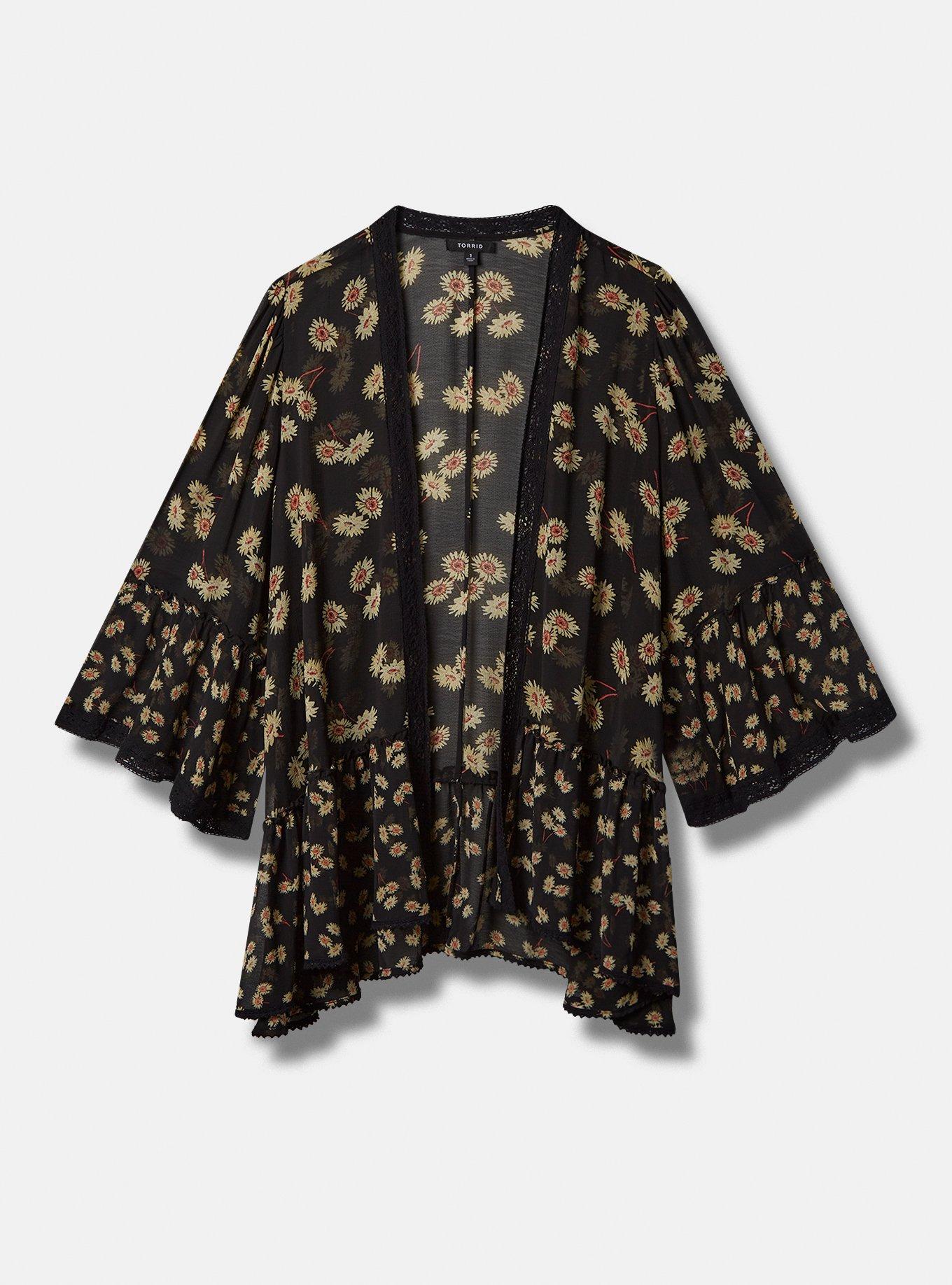 Plus Size - Textured Chiffon Flouncy Ruffle Kimono - Torrid