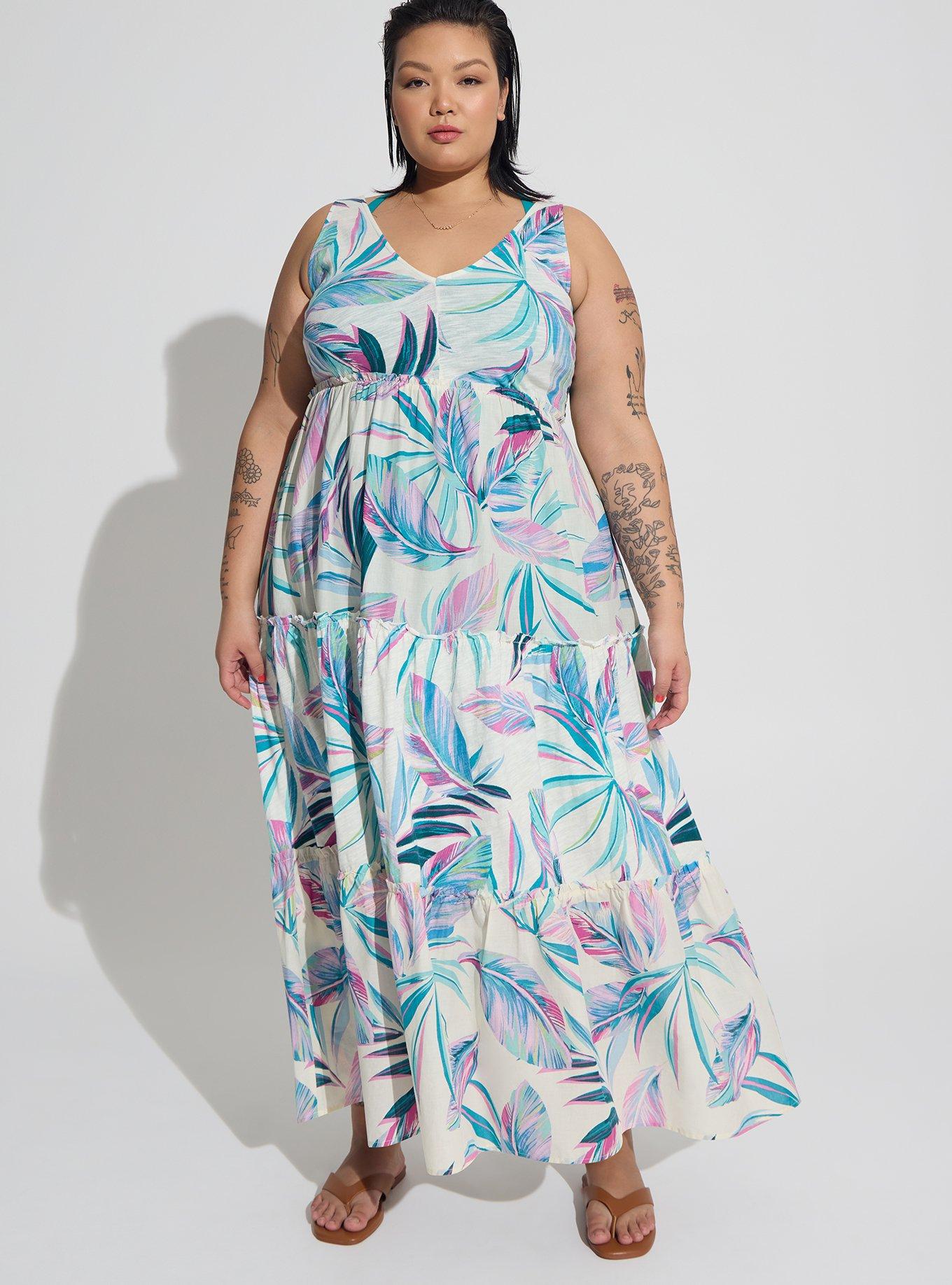 Plus Size - Midi Cotton Ruffle Beach Dress - Torrid