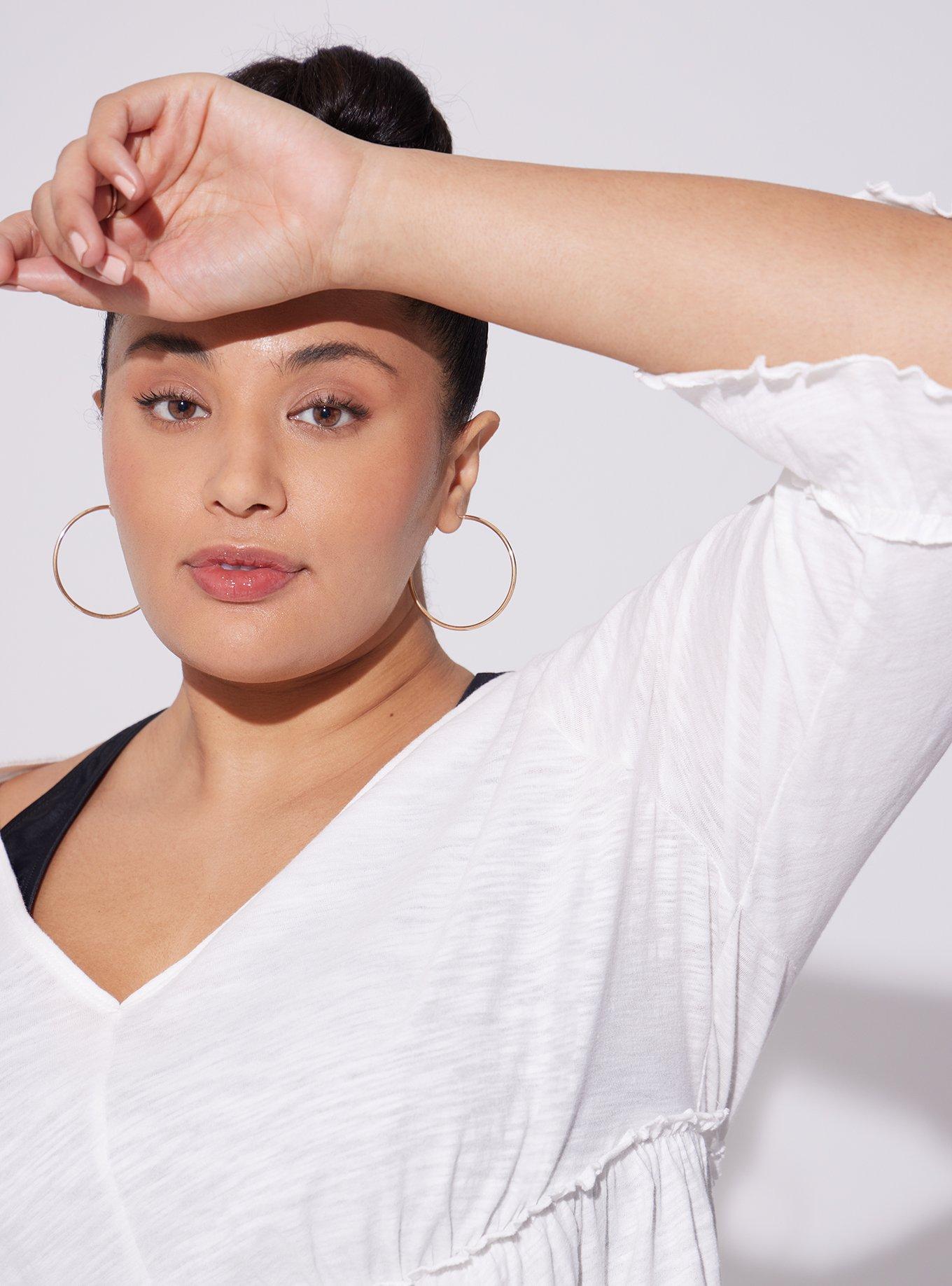 Plus Size - Mini Cotton Ruffle Long Sleeve Beach Dress - Torrid