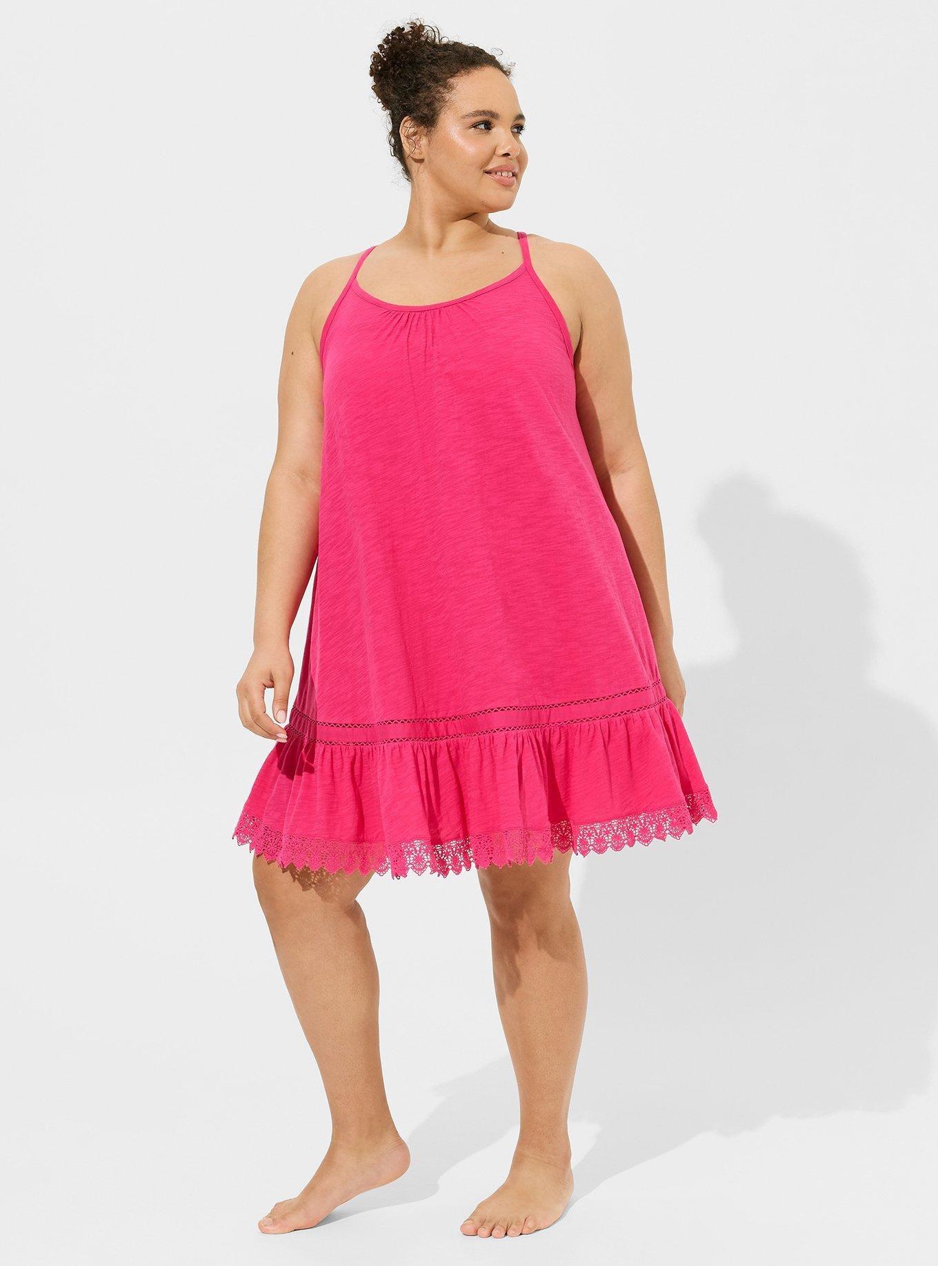Plus Size - Midi Cotton Crochet Ruffle Beach Dress - Torrid