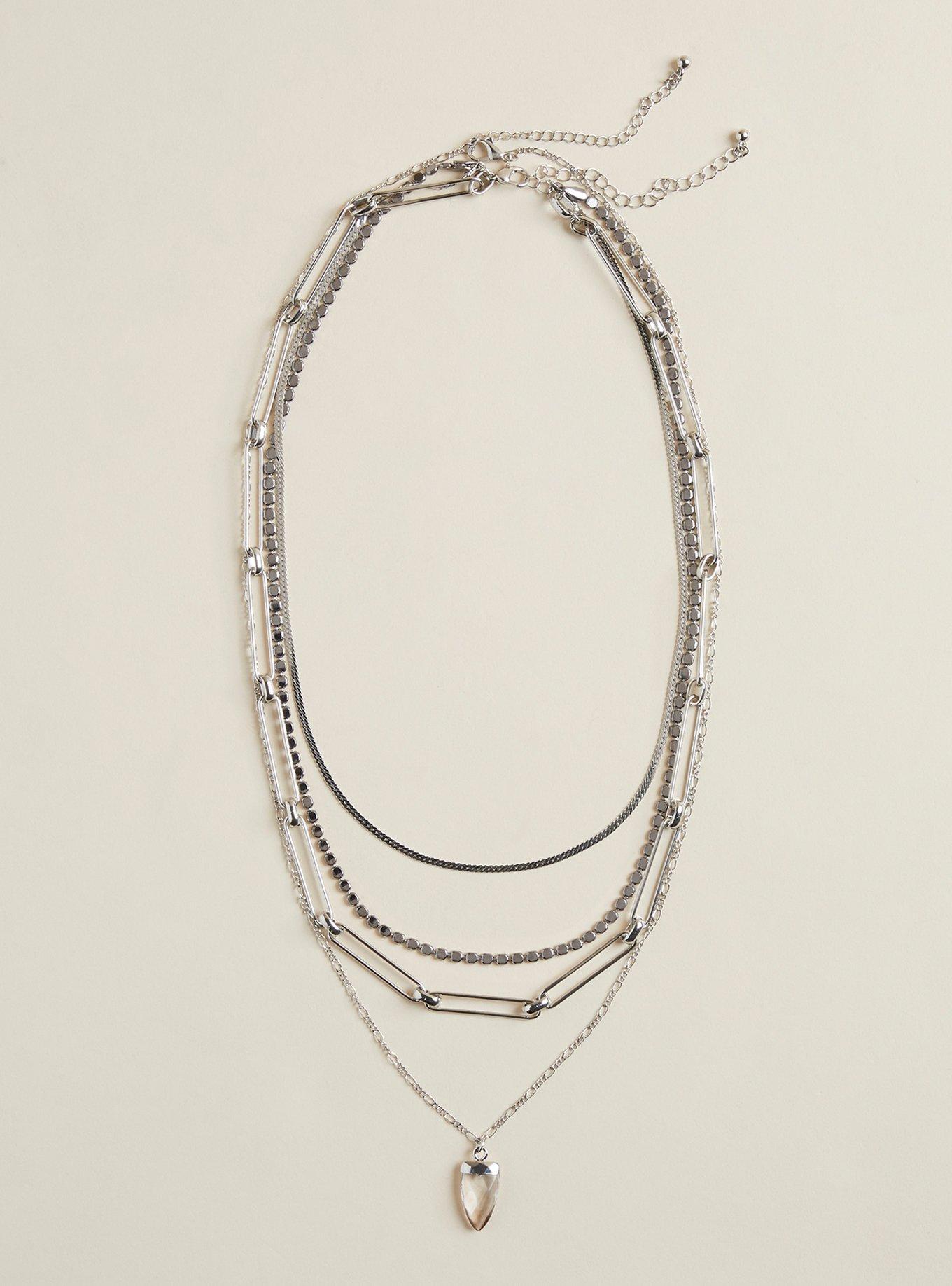 Plus Size - Layered Paperclip and Stone Necklace - Torrid